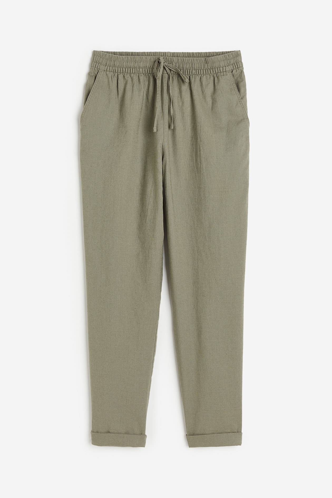 Women's Khaki green Linen-blend joggers | H&M GB