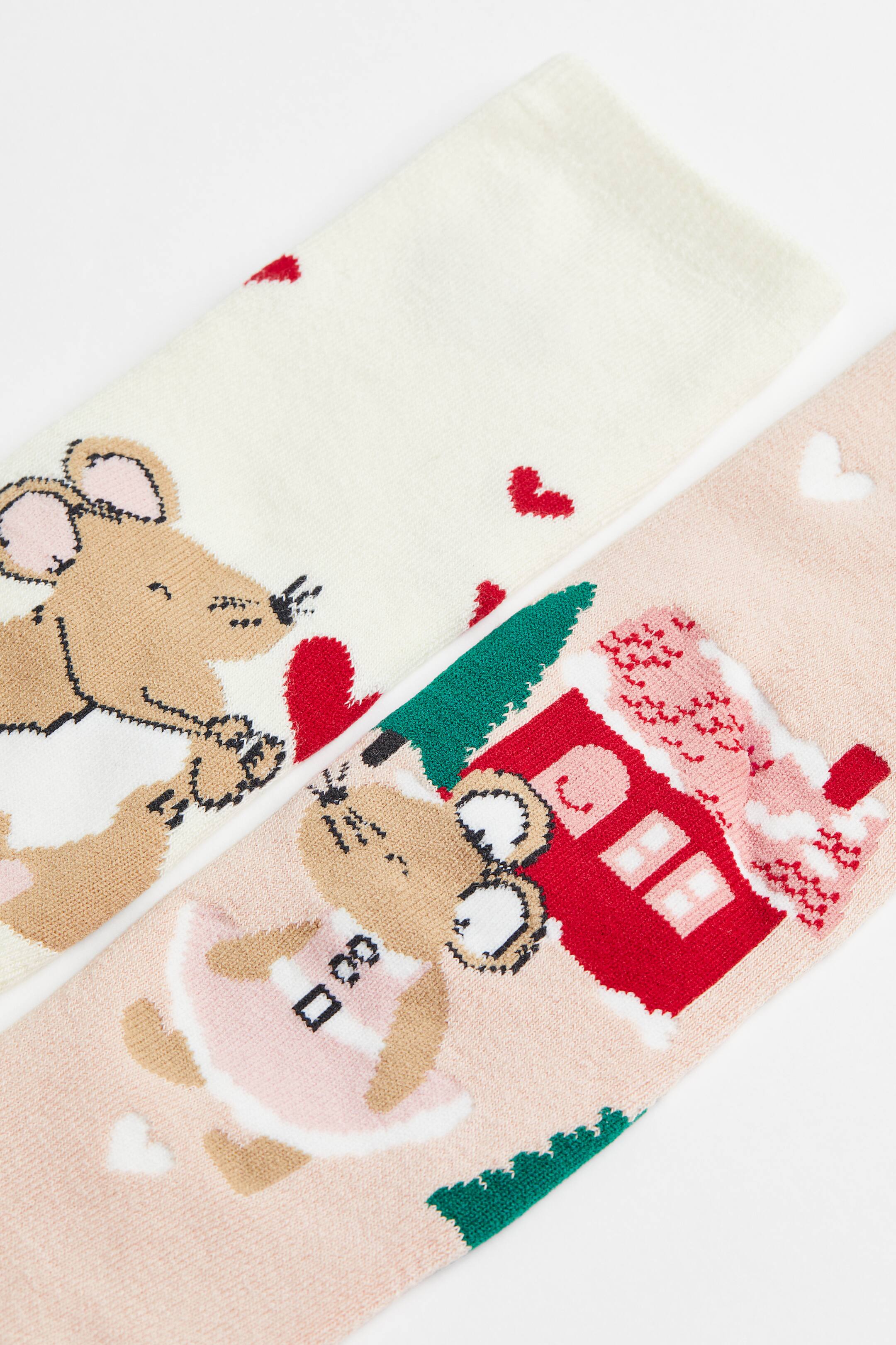 3-pack terry socks - Light pink/mice - Kids | H&M PH