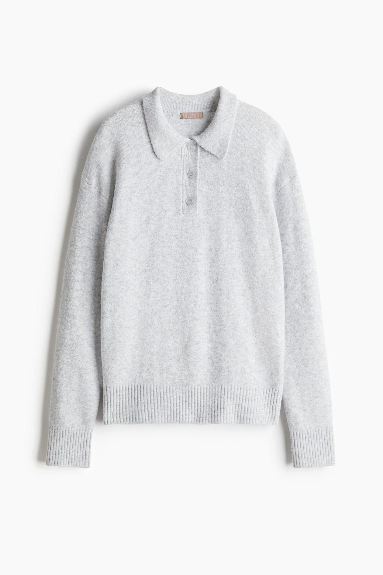 Women's Light gray melange Fine-Knit Sweater with Collar | H&M US