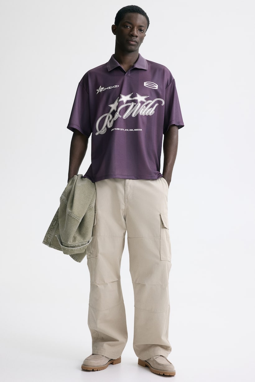 Playera de futbol Loose Fit - Morado oscuro/Run Wild - Men | H&M MX