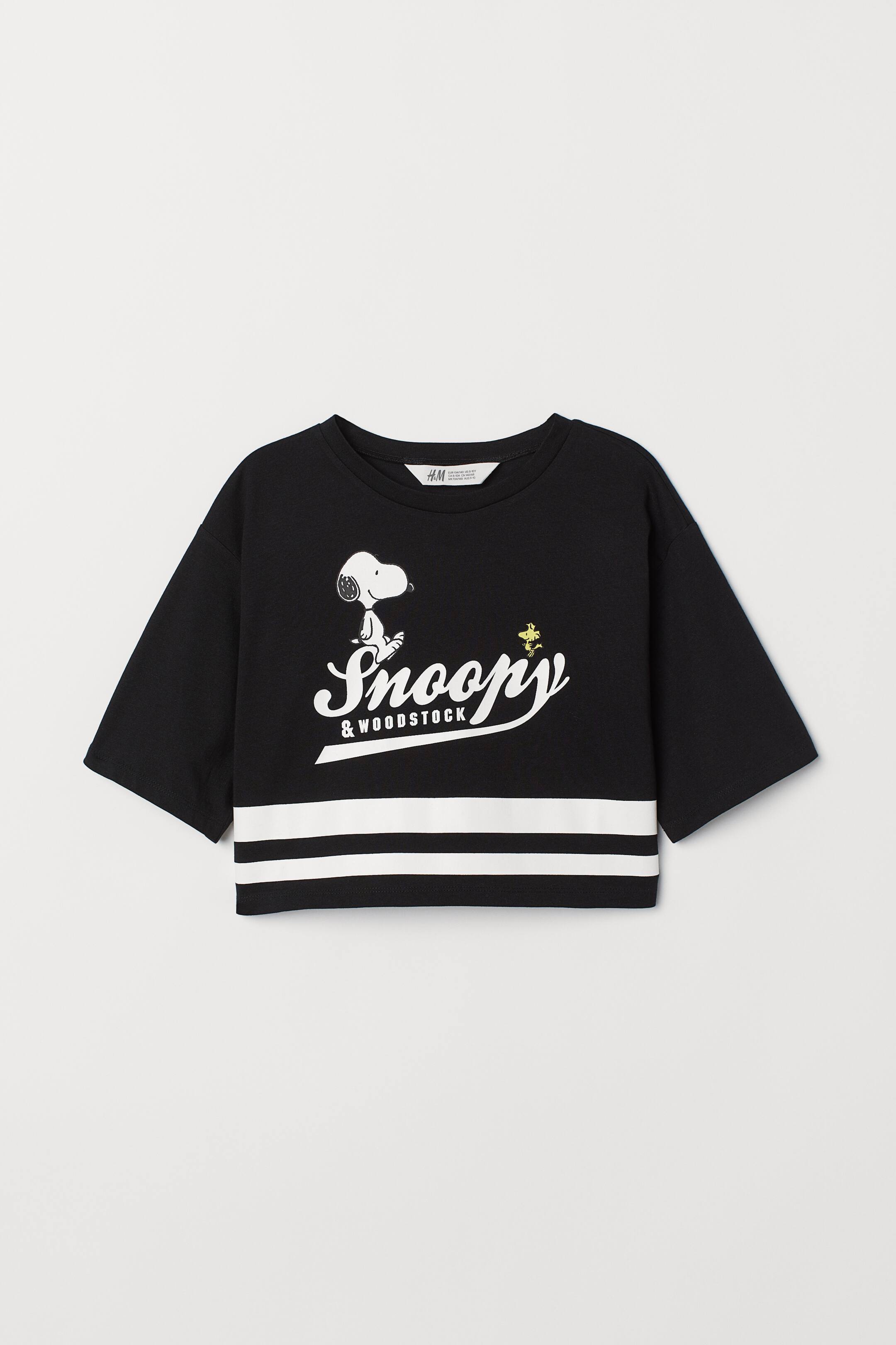 Printed cotton top - Black/Snoopy - Kids | H&M GB