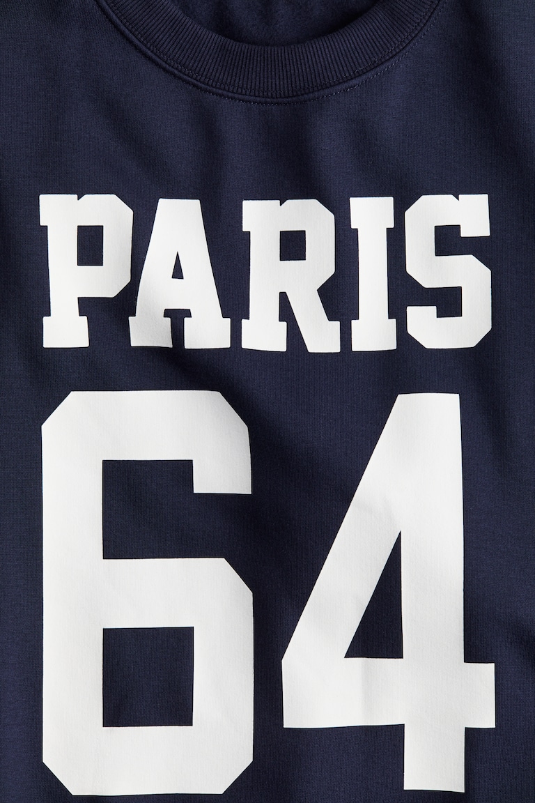 Women's Navy blue/Paris Sweatshirt with Text Motif | H&M CA