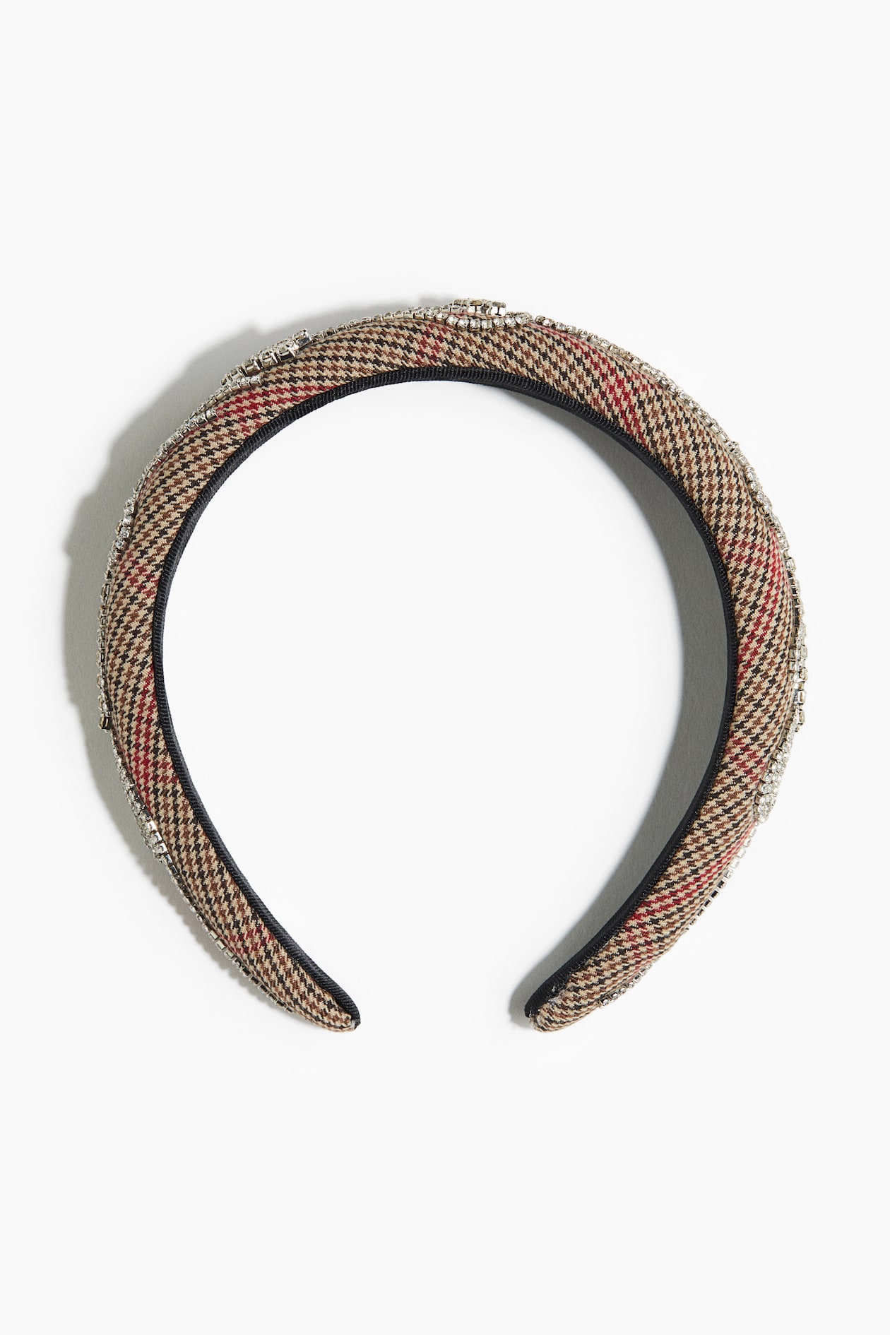 Women's Beige/Dogtooth pattern Rhinestone-embellished Alice band | H&M GB