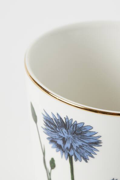 Porcelain Mug with Motif - White/cornflower - Home All | H&M CA
