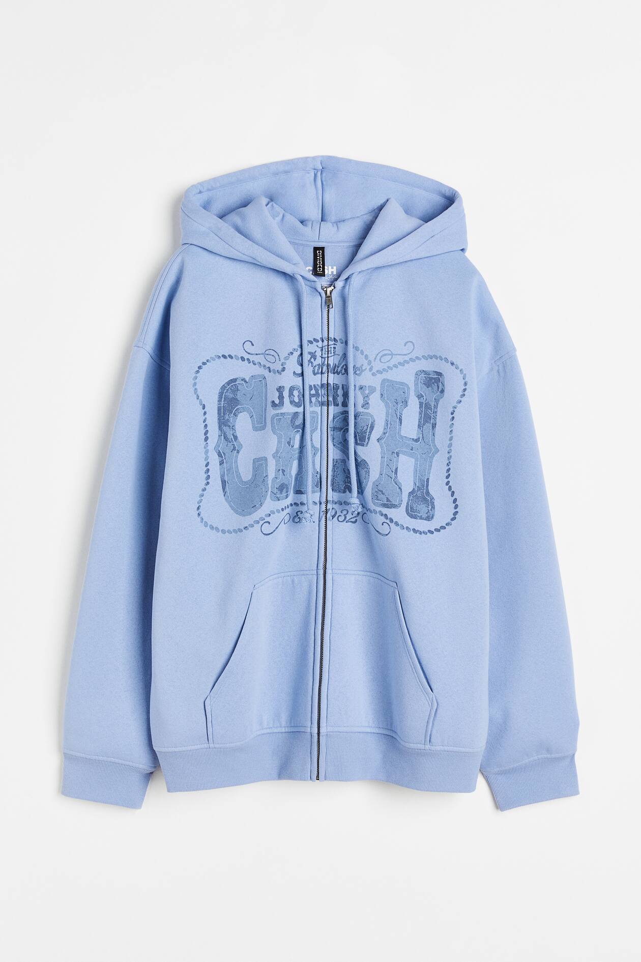 Chaqueta sudadera con capucha y motivo estampado - Azul claro/Johnny Cash - MUJER | H&M ES