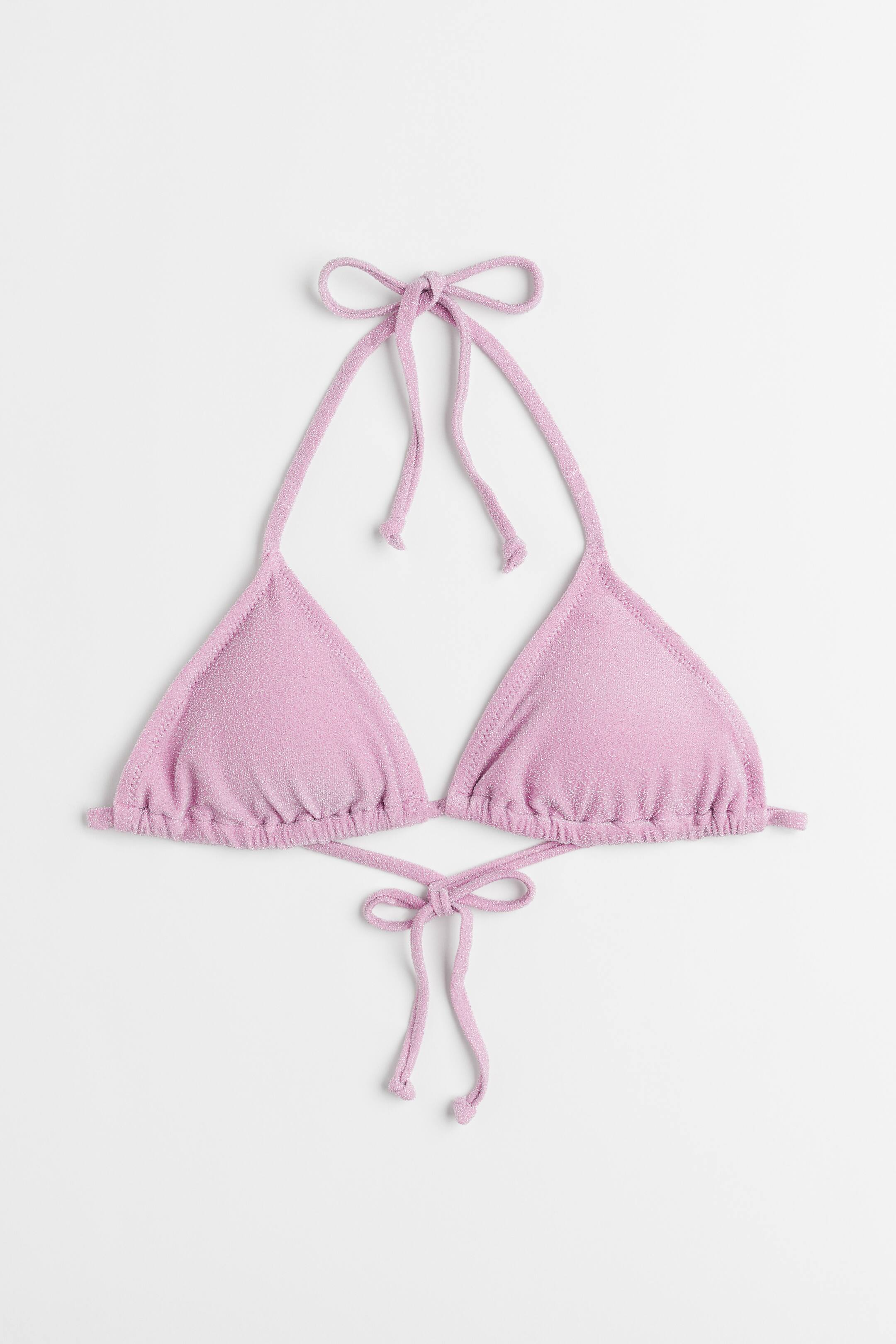 Padded triangle bikini top - Light pink/Glitter - Ladies | H&M IE