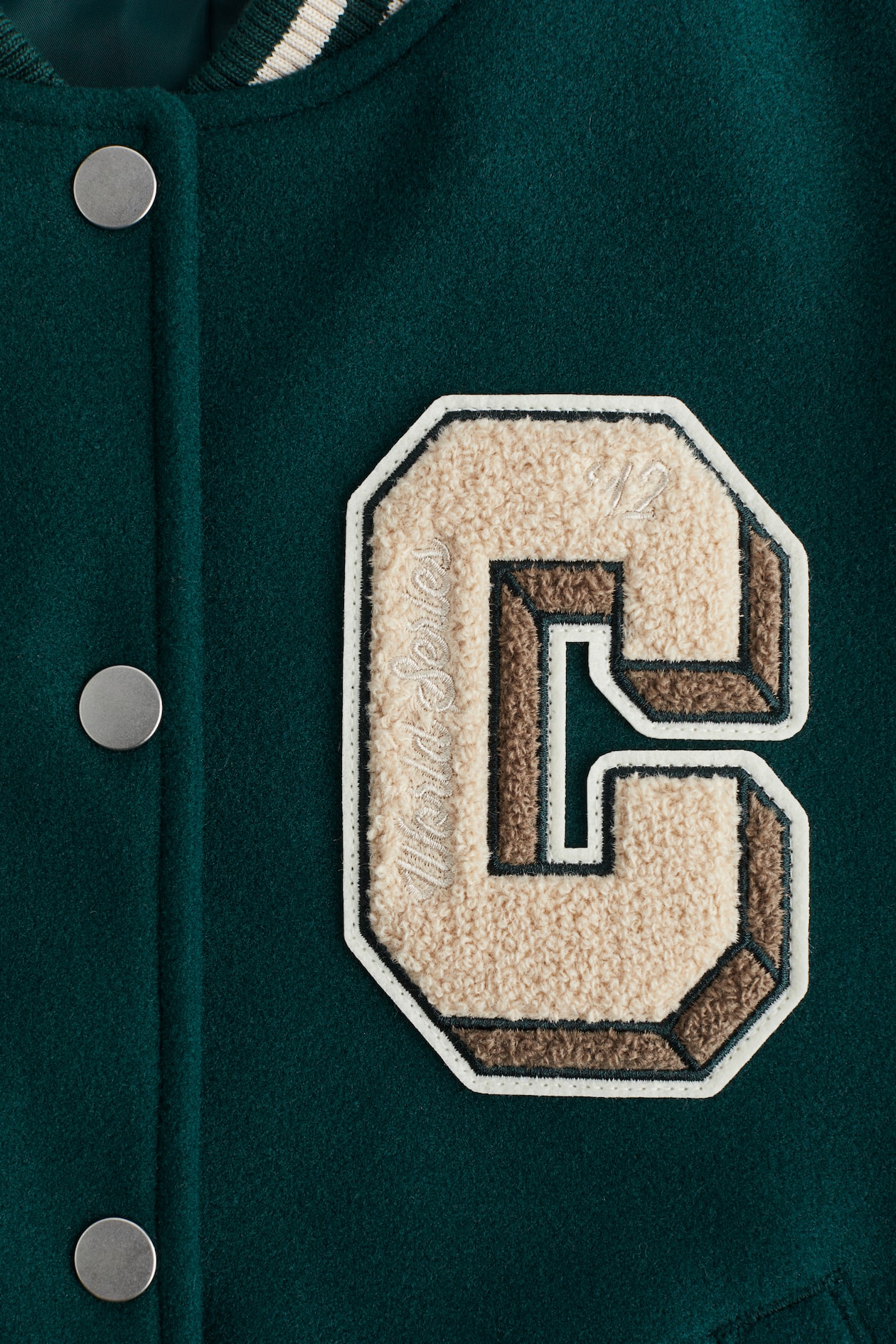 Dark green/C Appliquéd Baseball Jacket for kids | H&M CA
