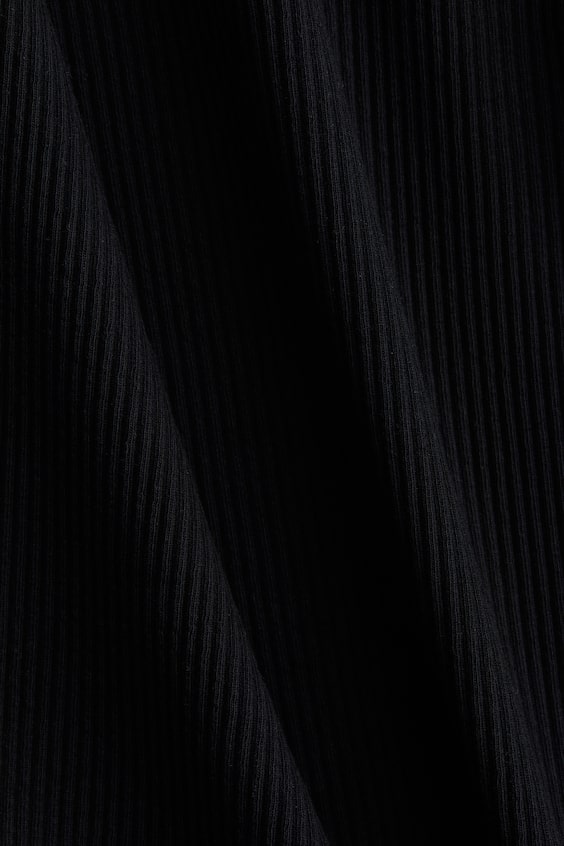 Trumpet-Sleeved Ribbed Dress - Black - Ladies | H&M US