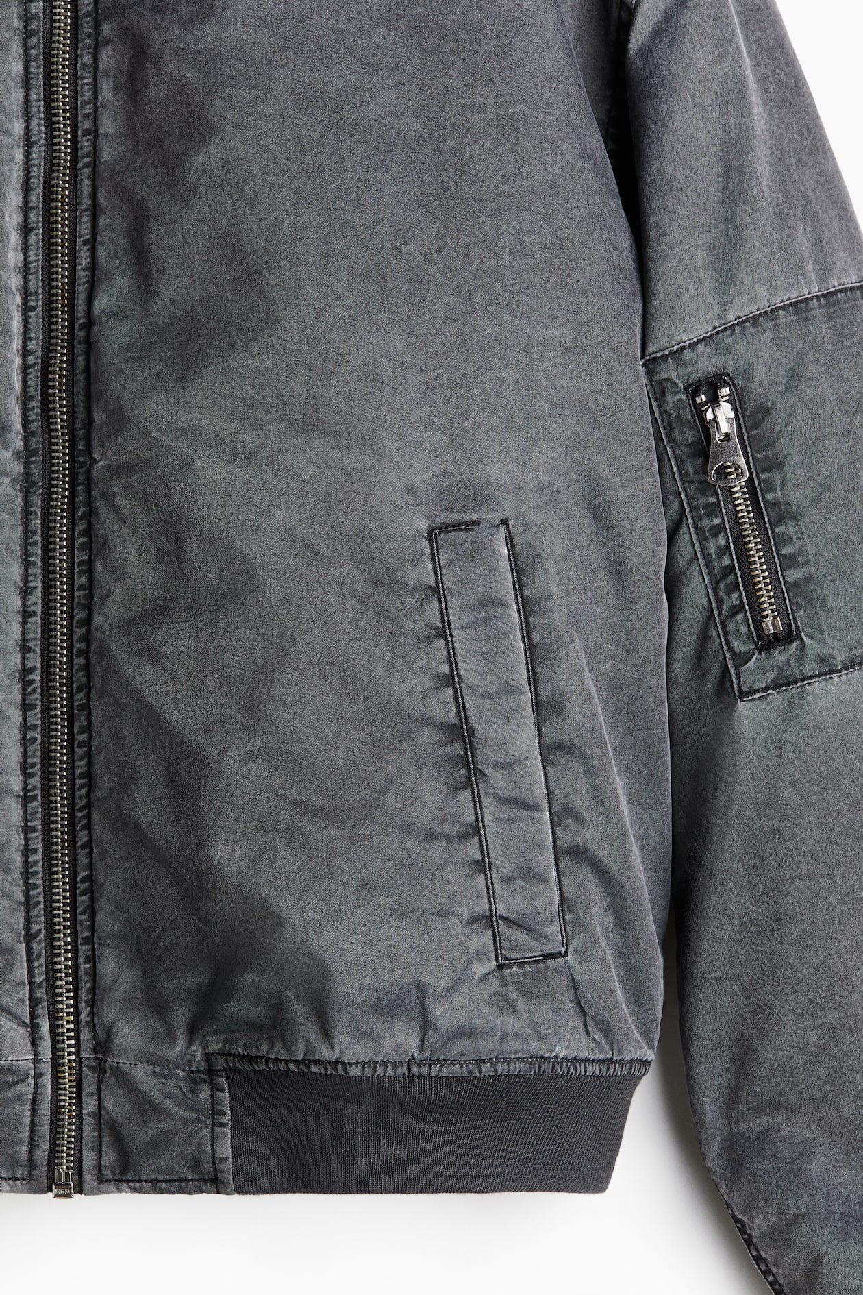 Oversized Fit Washed Bomber Jacket - Dark gray - Men | H&M US