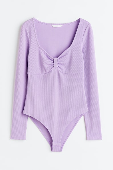 Ribbed jersey body - Light purple - Ladies | H&M GB