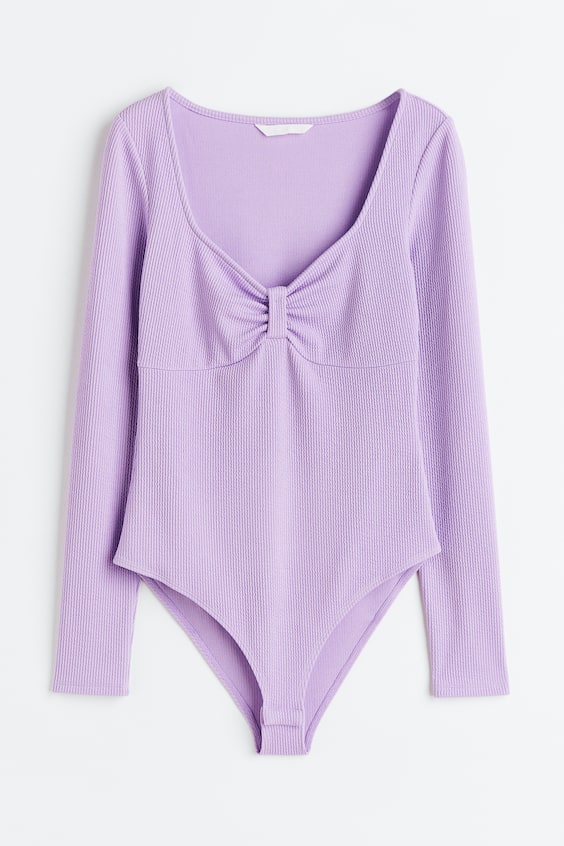 Ribbed jersey body - Light purple - Ladies | H&M GB