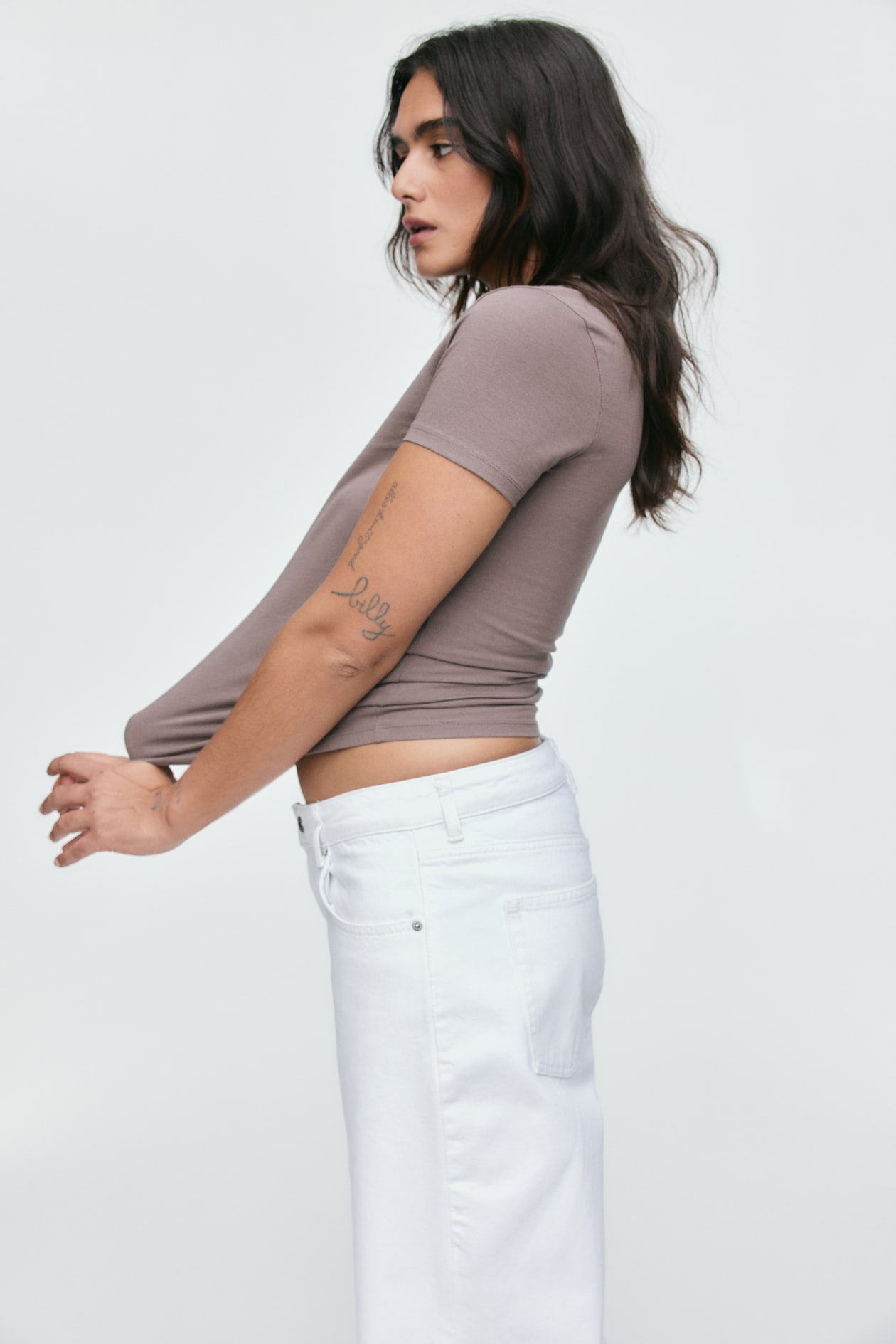 Uska majica - Tamna sivobež - Ladies | H&M RS