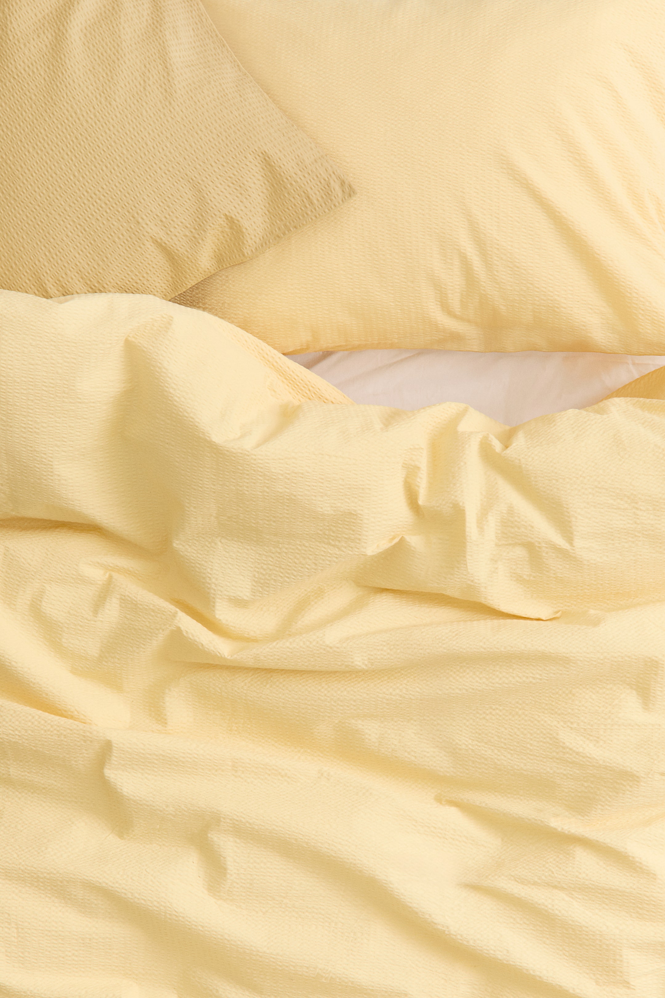 Seersucker double/king size duvet cover set - Light yellow - Home All ...
