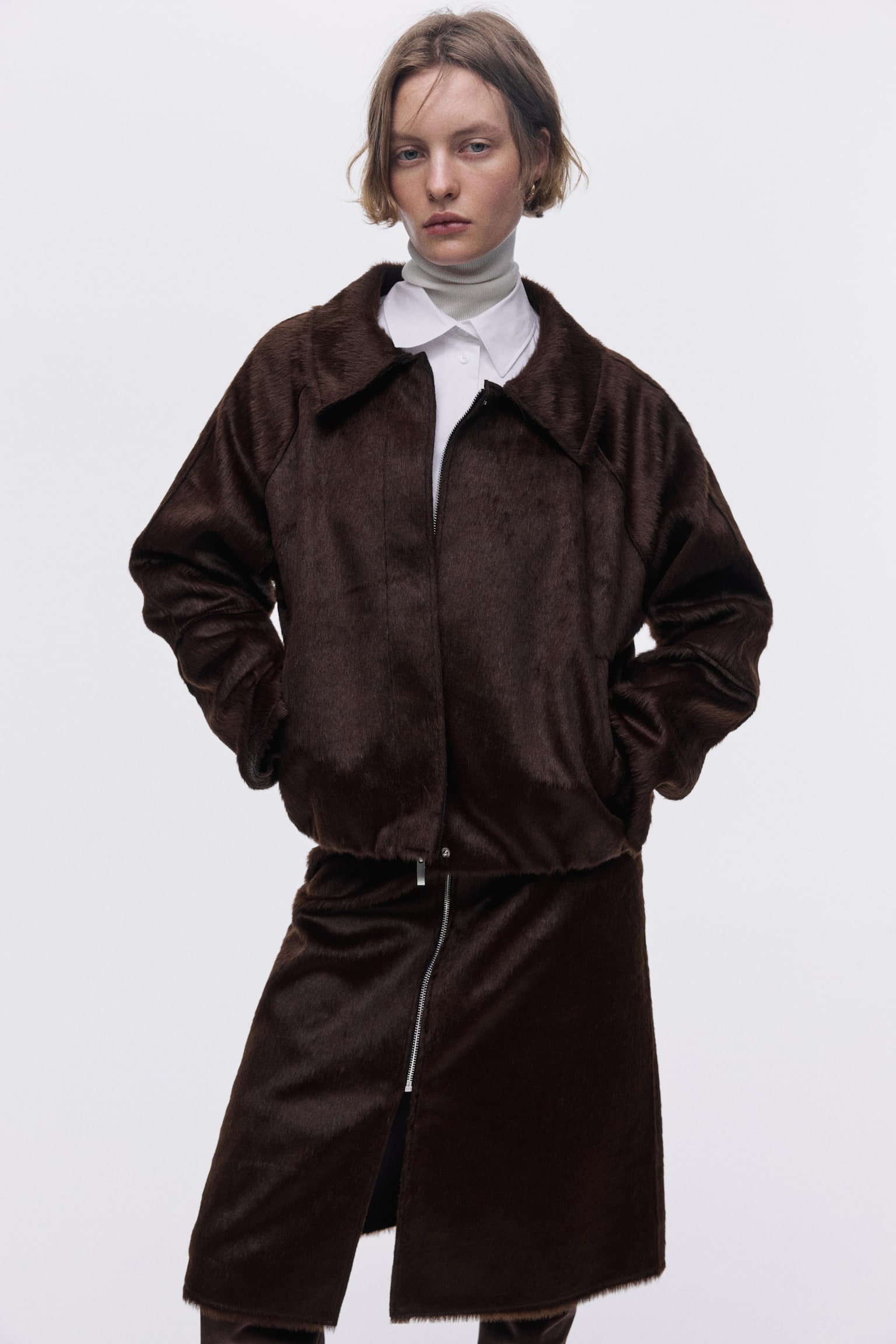 Short collared jacket - Dark brown - Ladies | H&M