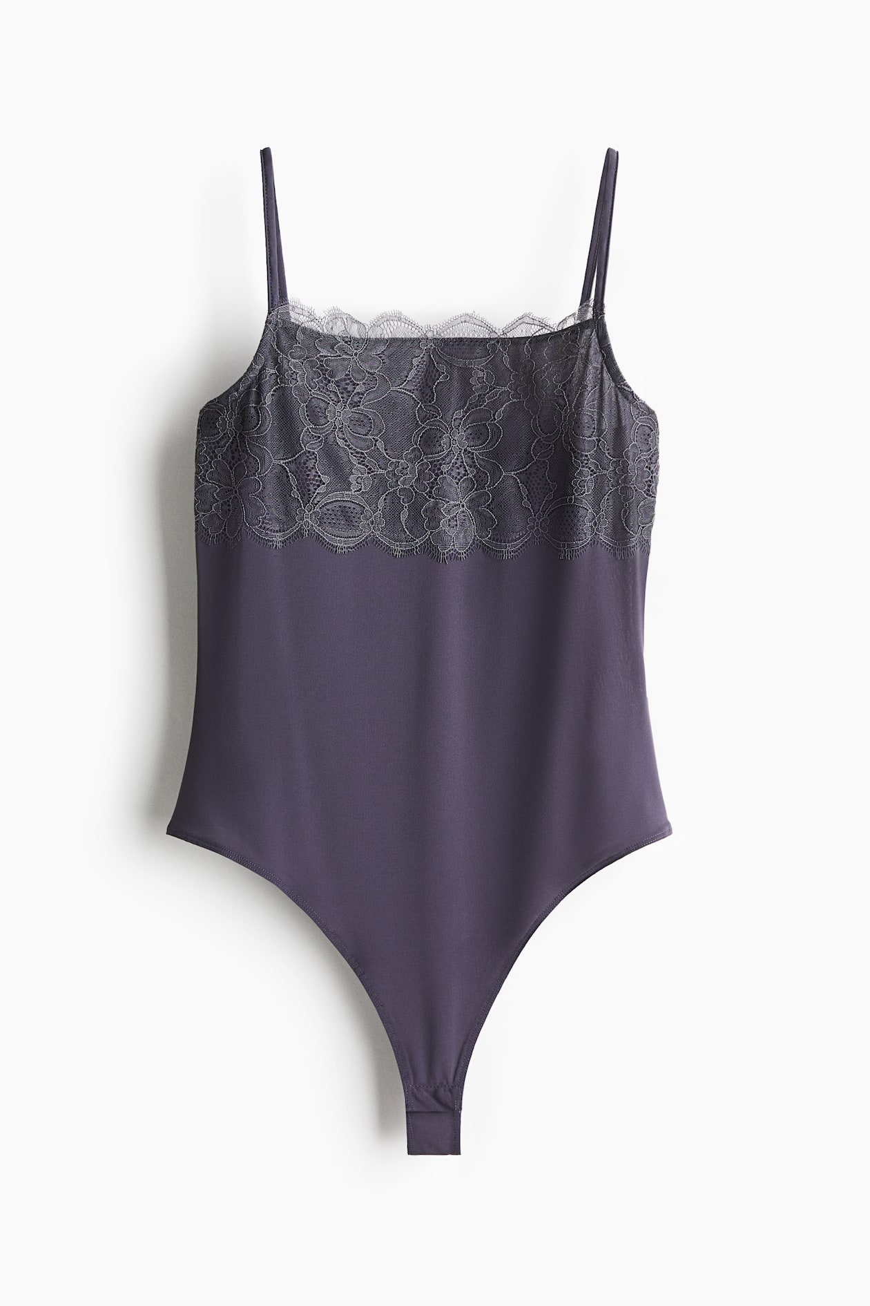 Stringbody met kanten details - Dusty donkerpaars - DAMES | H&M NL
