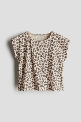 Printed Boxy Top - Beige/leopard print - Kids | H&M US
