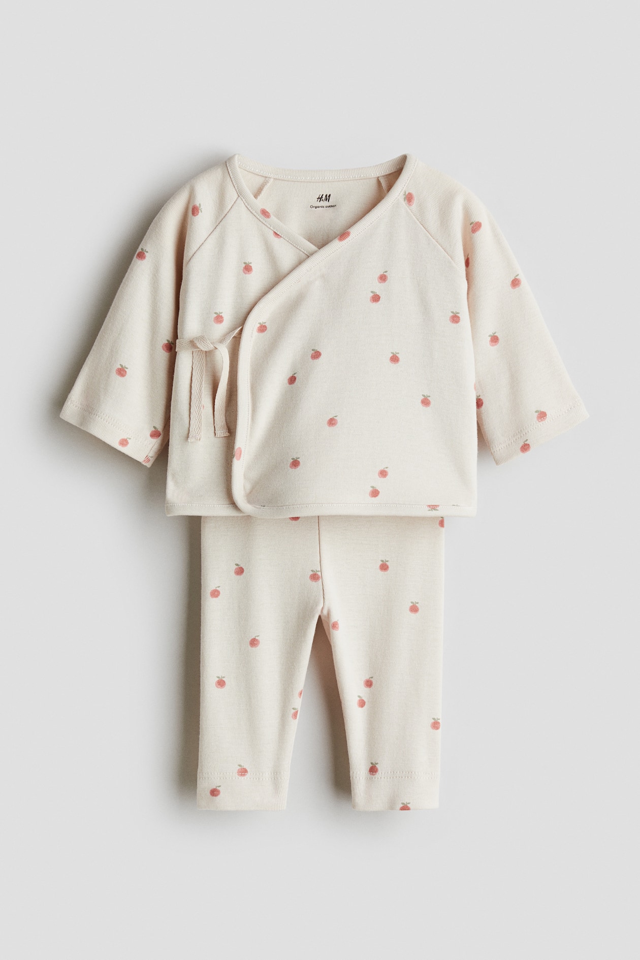 Set 2 pezzi con maglia incrociata e leggings - Beige chiaro/mele ...