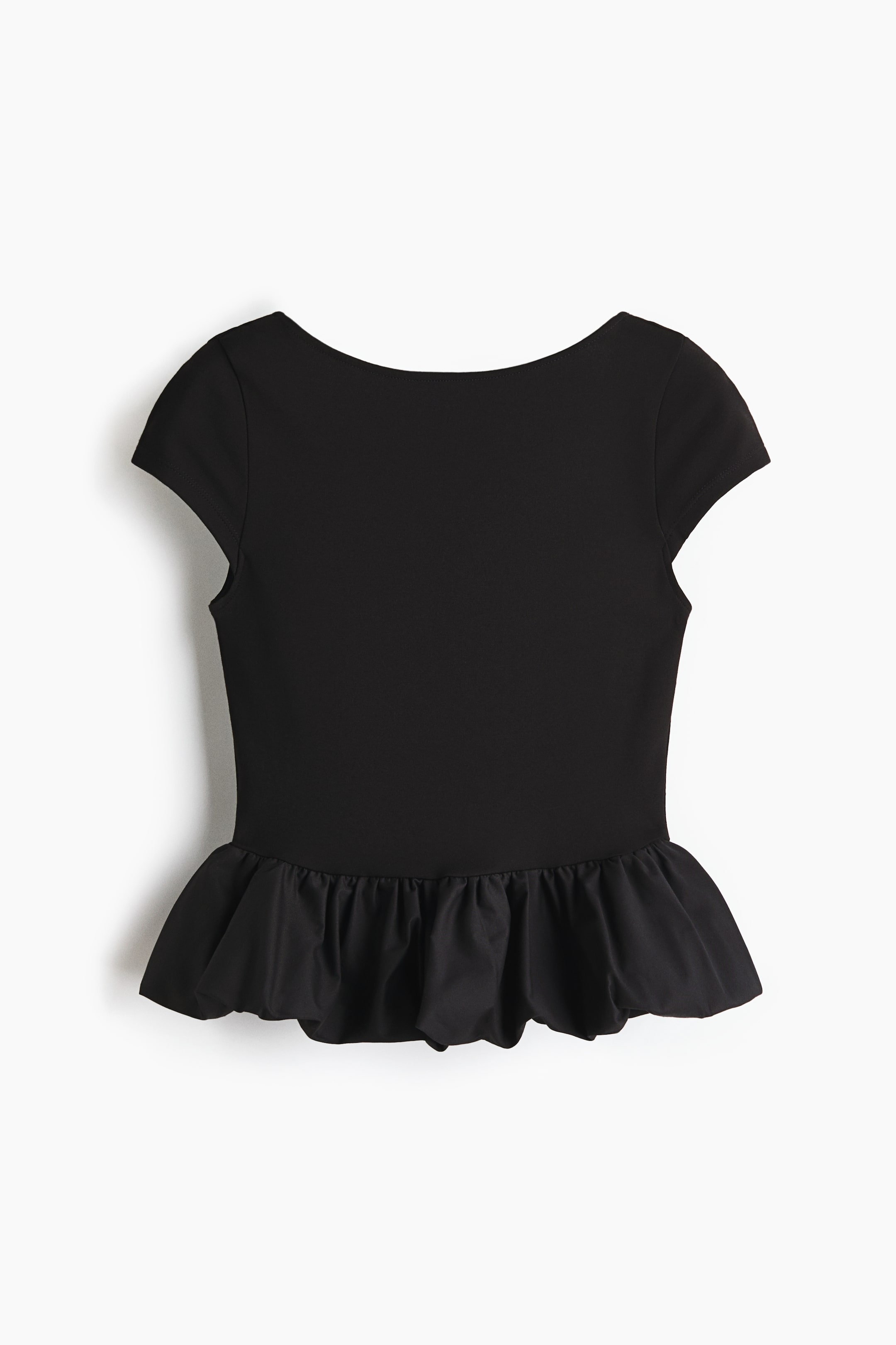 Women's Black Ponte Bubble-Hem Top | H&M US