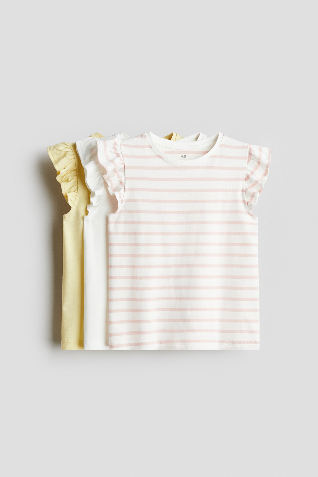 3-pack Flutter Sleeve Tops - Light yellow/Stripe - Kids | H&M AU