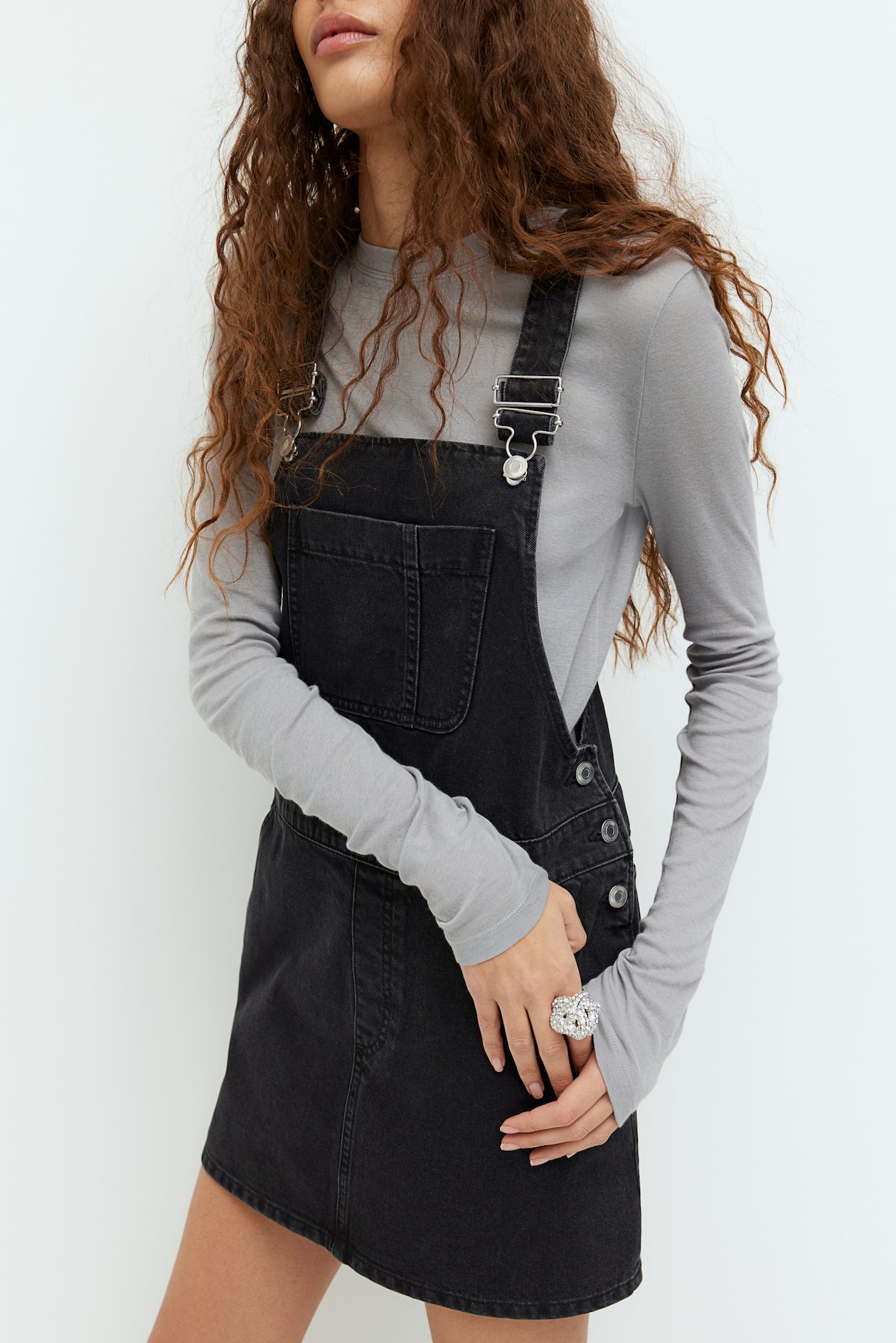 Denim Overall Dress - Black - Ladies | H&M US