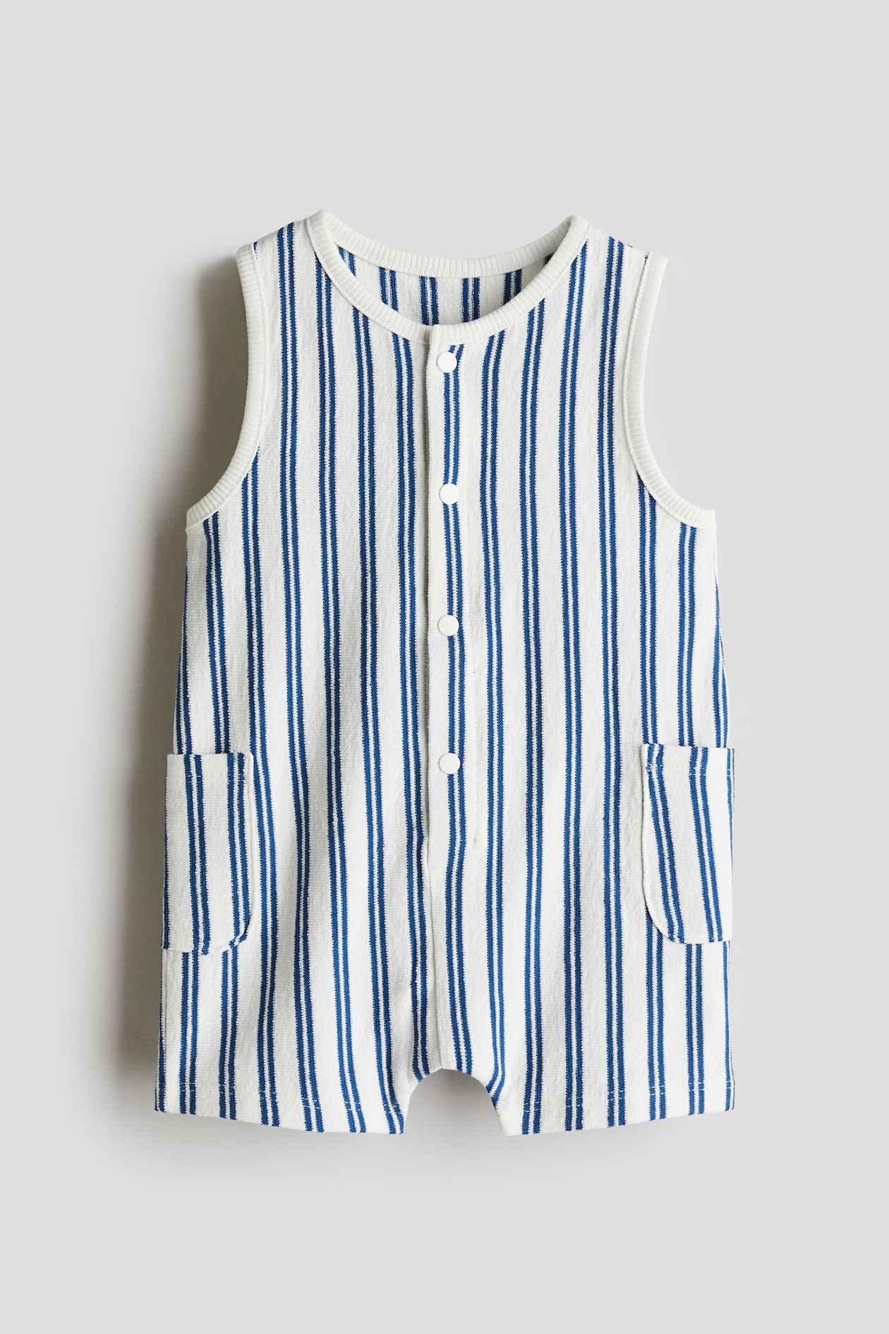 Barboteuse en tissu éponge - Blanc/rayures bleues - ENFANT | H&M CA