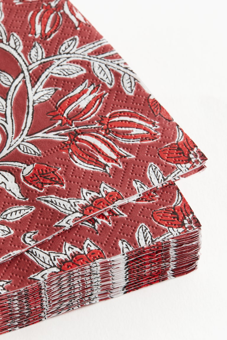 20-pack Patterned Paper Napkins - Red/floral - Home All | H&M US