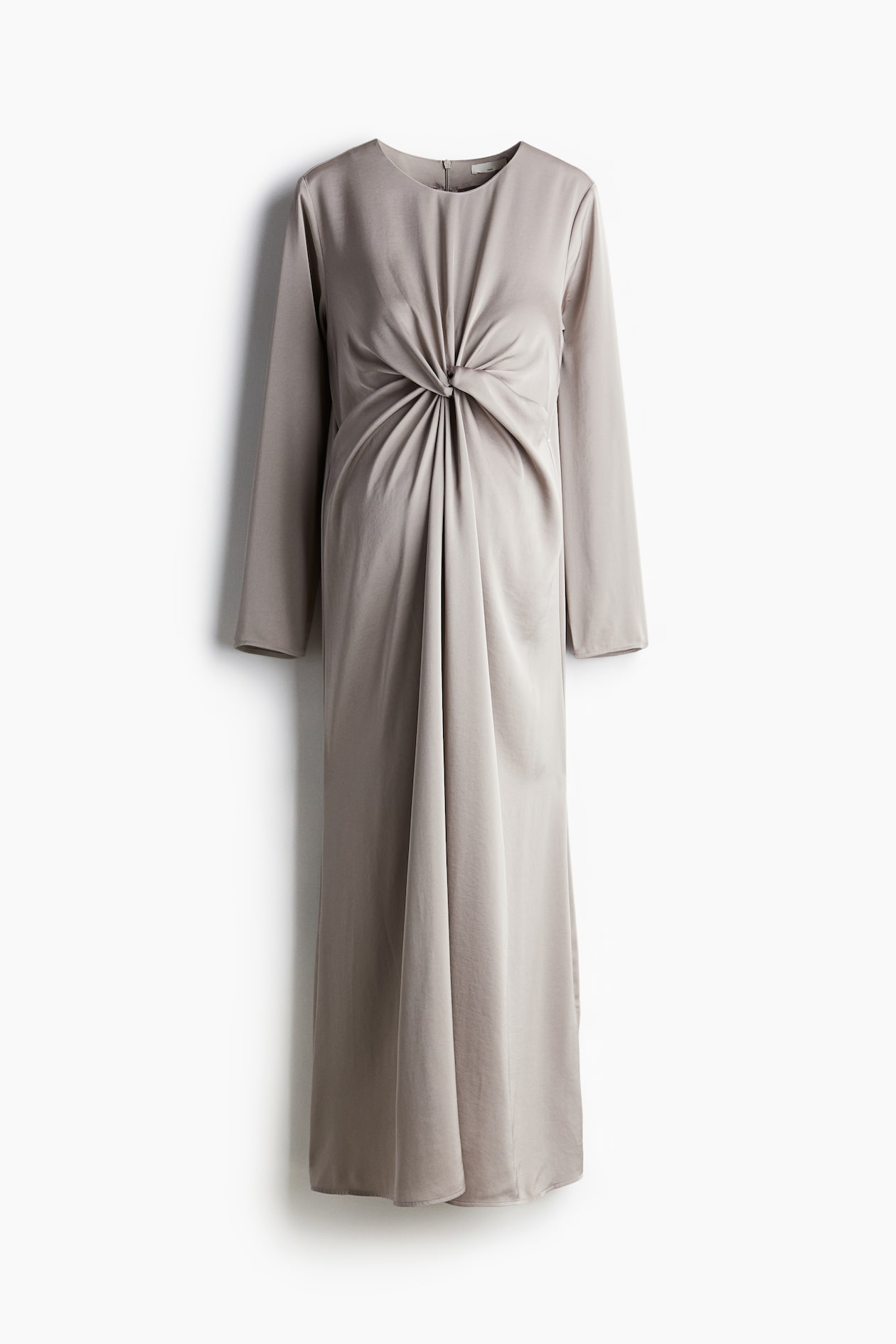 MAMA Draped knot-detail satin dress - Light greige - Ladies | H&M GB