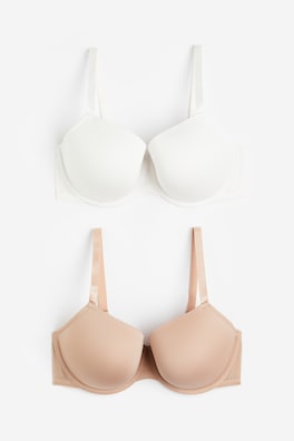 2-pack Microfiber Padded Underwired Bras - White/beige - Ladies | H&M US