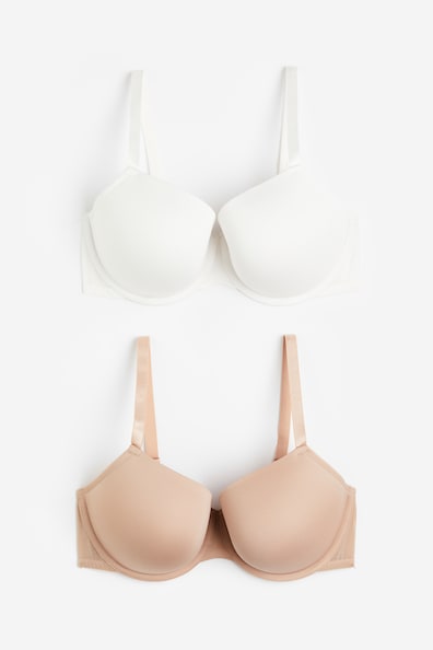 2-pack Microfiber Padded Underwired Bras - White/beige - Ladies | H&M US
