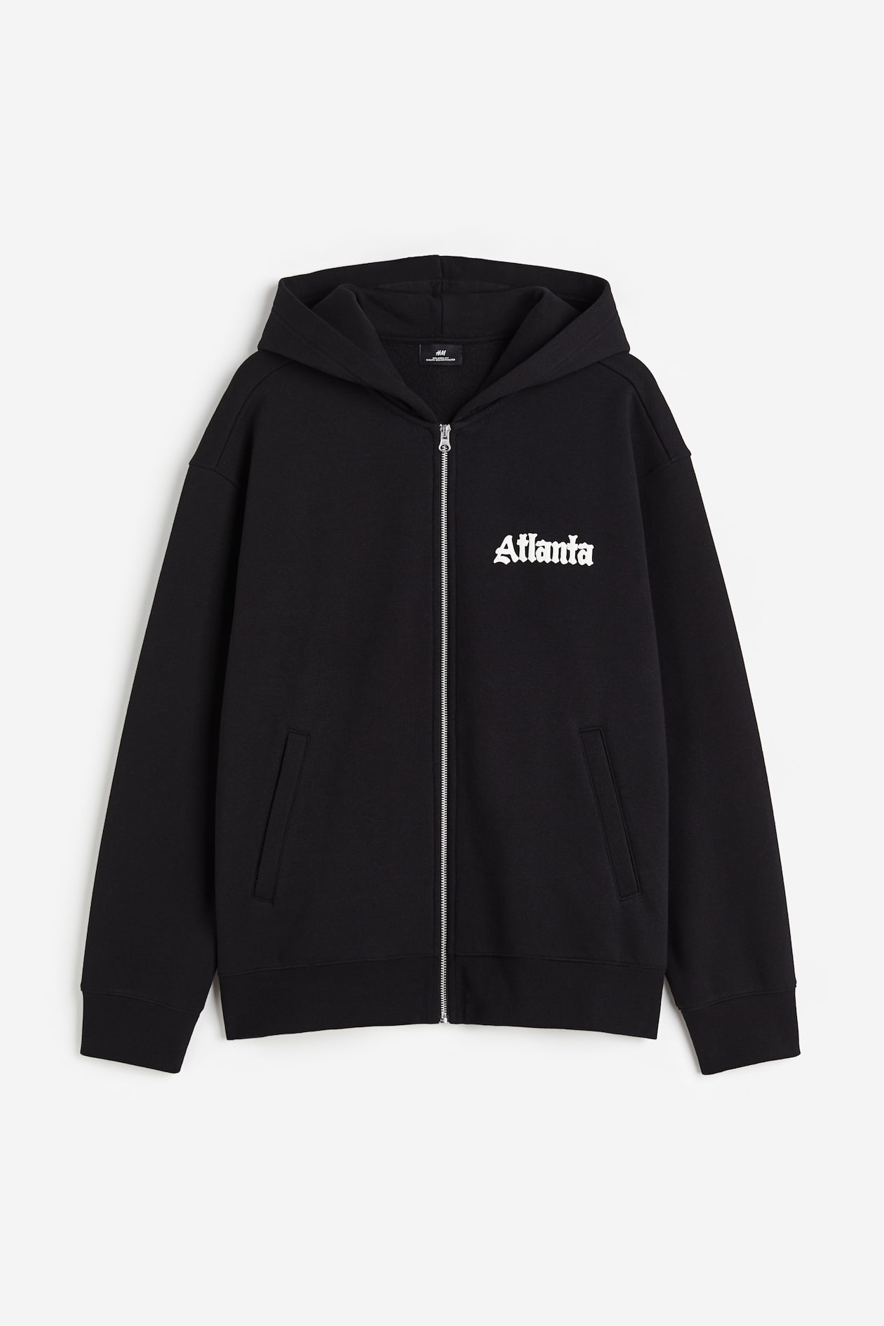 Relaxed Fit Zip-through hoodie - Black/Atlanta - Men | H&M GB
