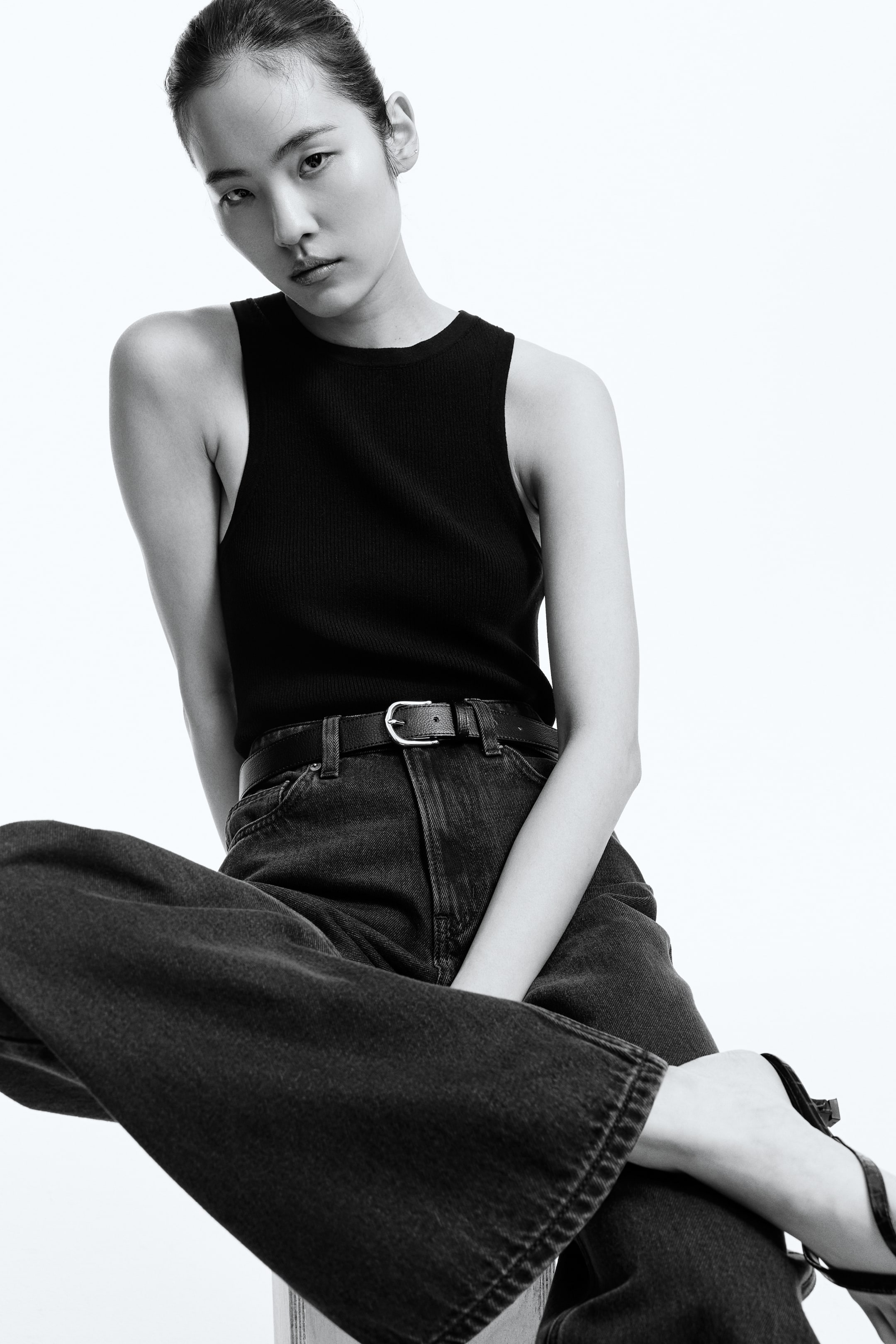 Wide High Jeans - Isprana crna - Ladies | H&M RS