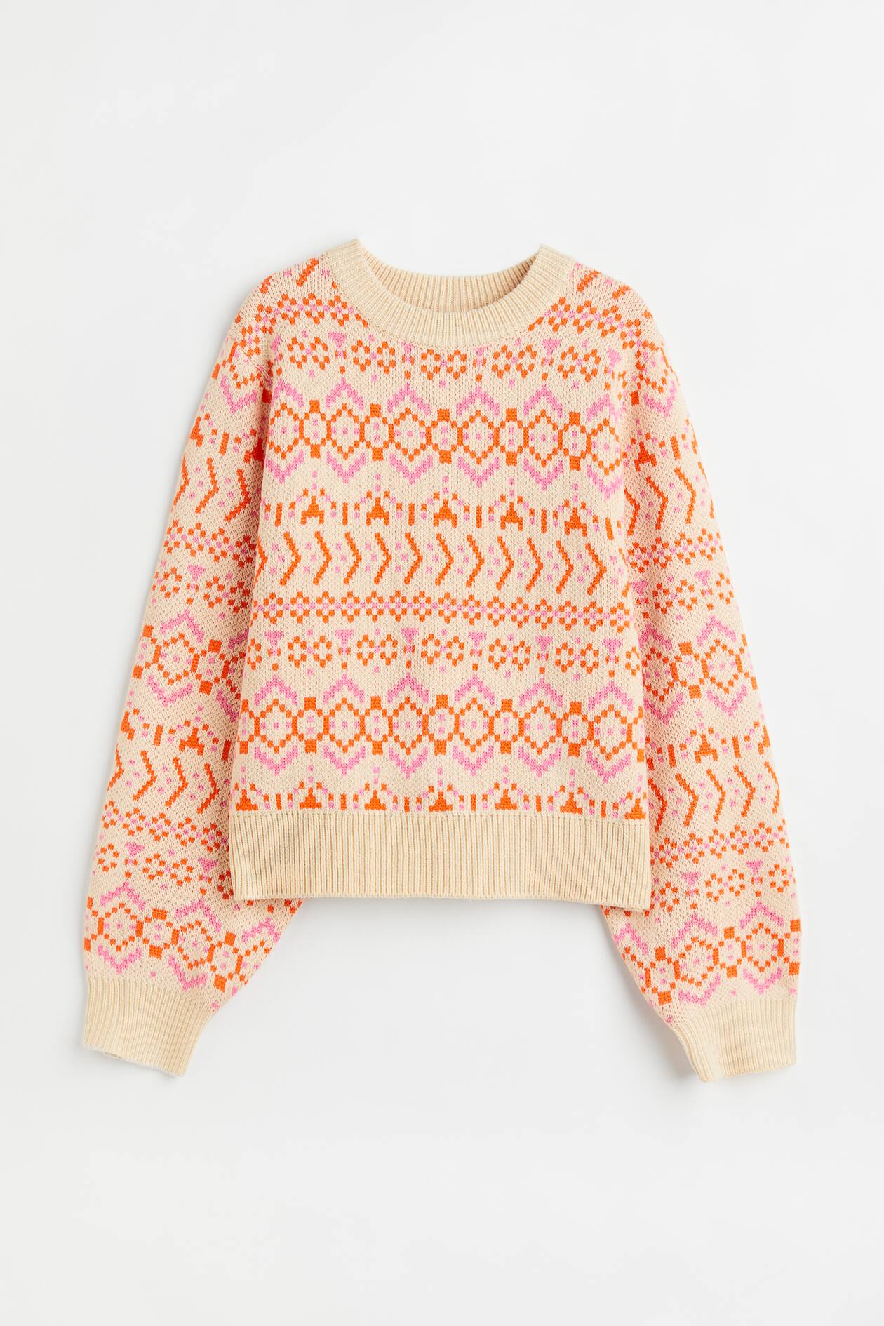 Pull en maille jacquard - Beige clair/motif - FEMME | H&M FR
