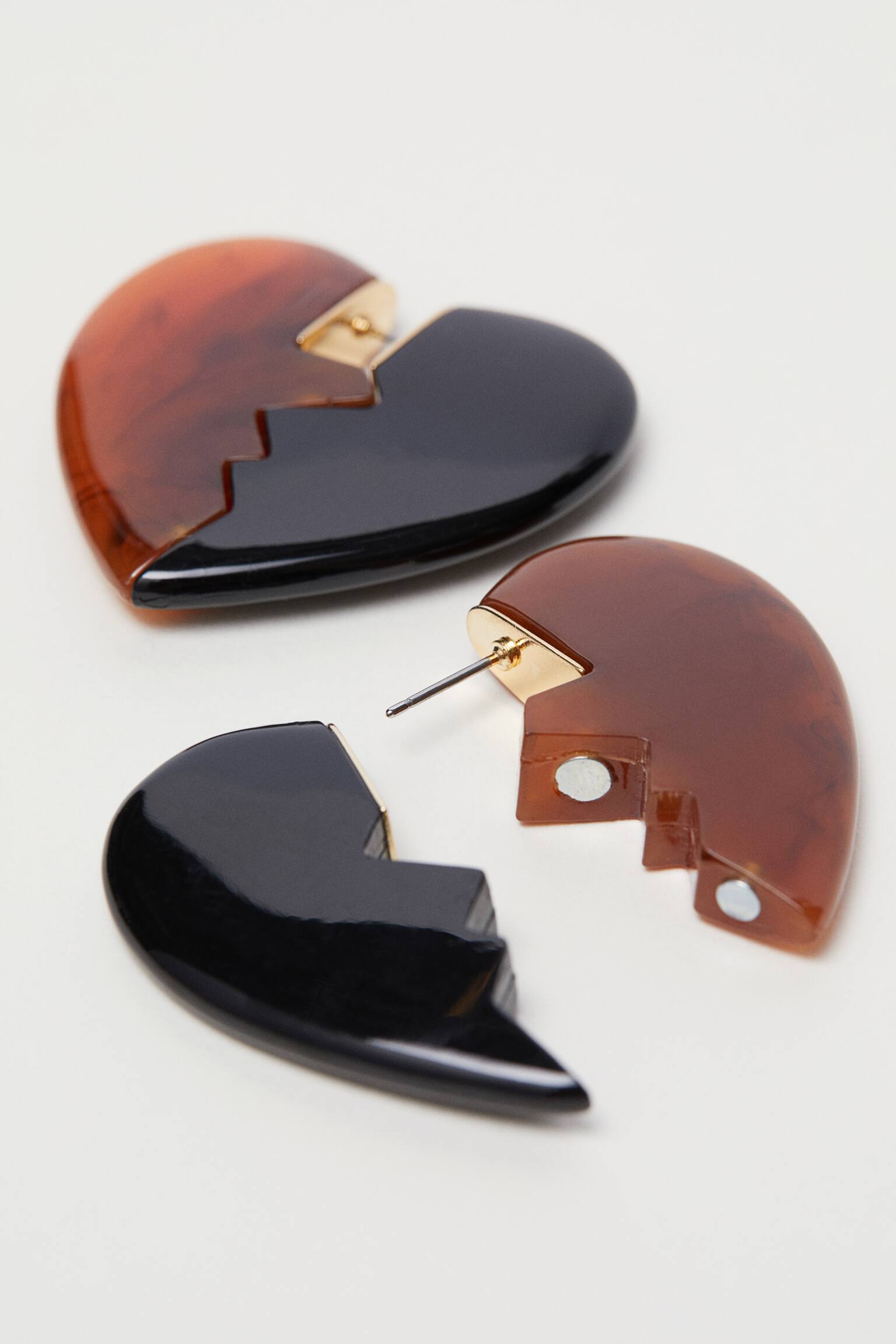 Heart-shaped Earrings - Black/brown melange - Ladies | H&M US