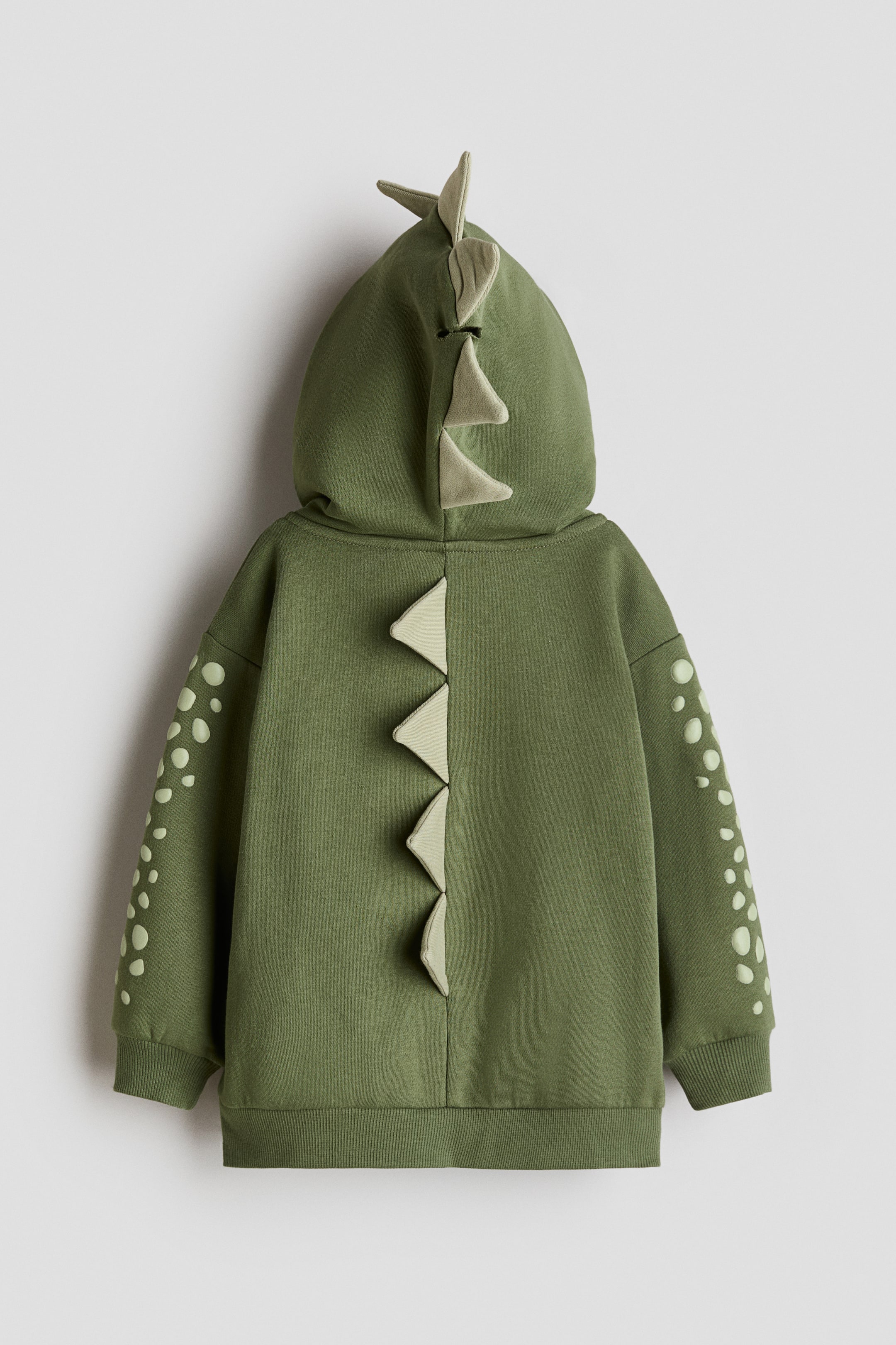 Appliquéd zip-through hoodie - Green/Dinosaur - Kids | H&M MY