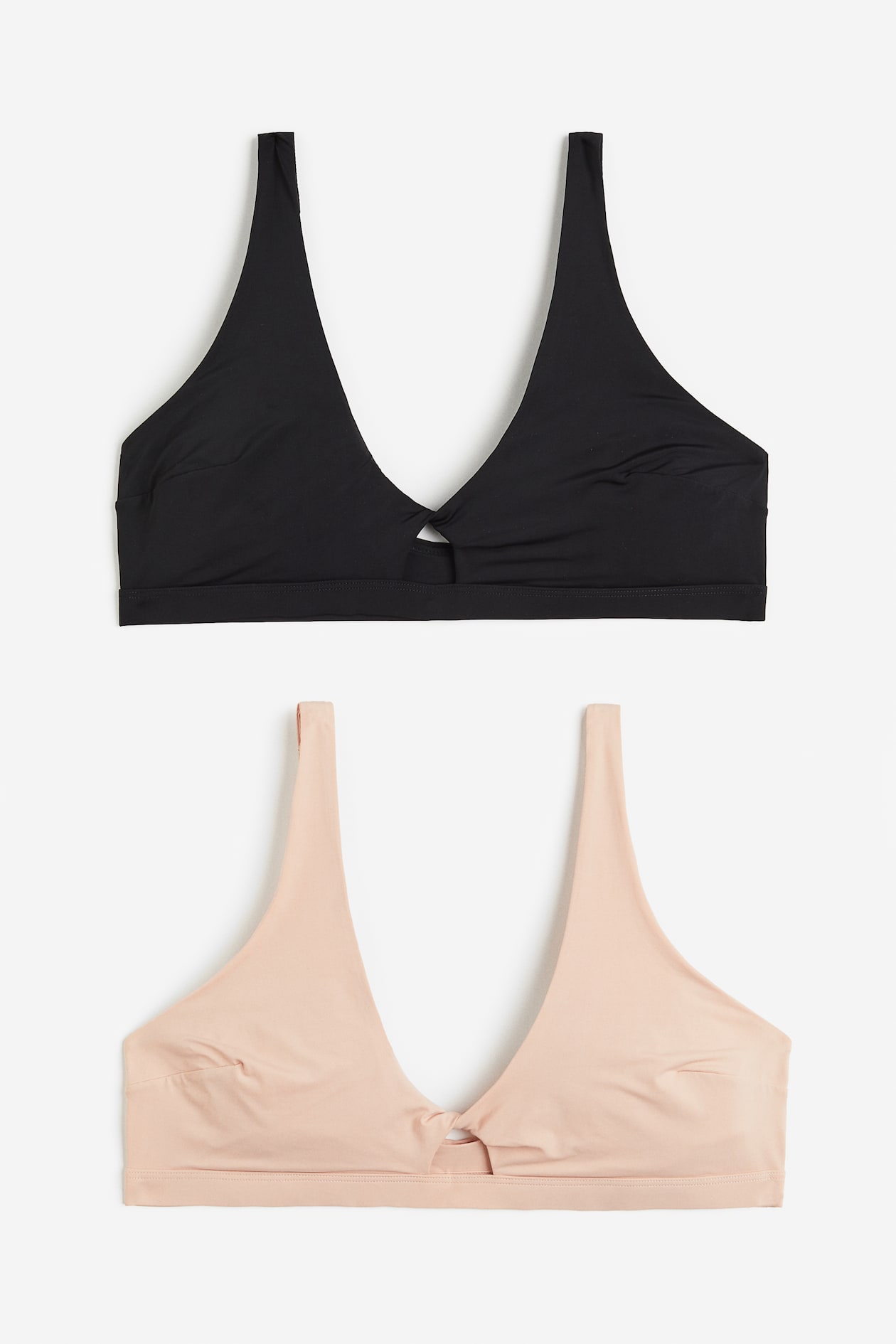 Women's Black/light beige 2-pack Soft-cup Microfiber Bras | H&M US