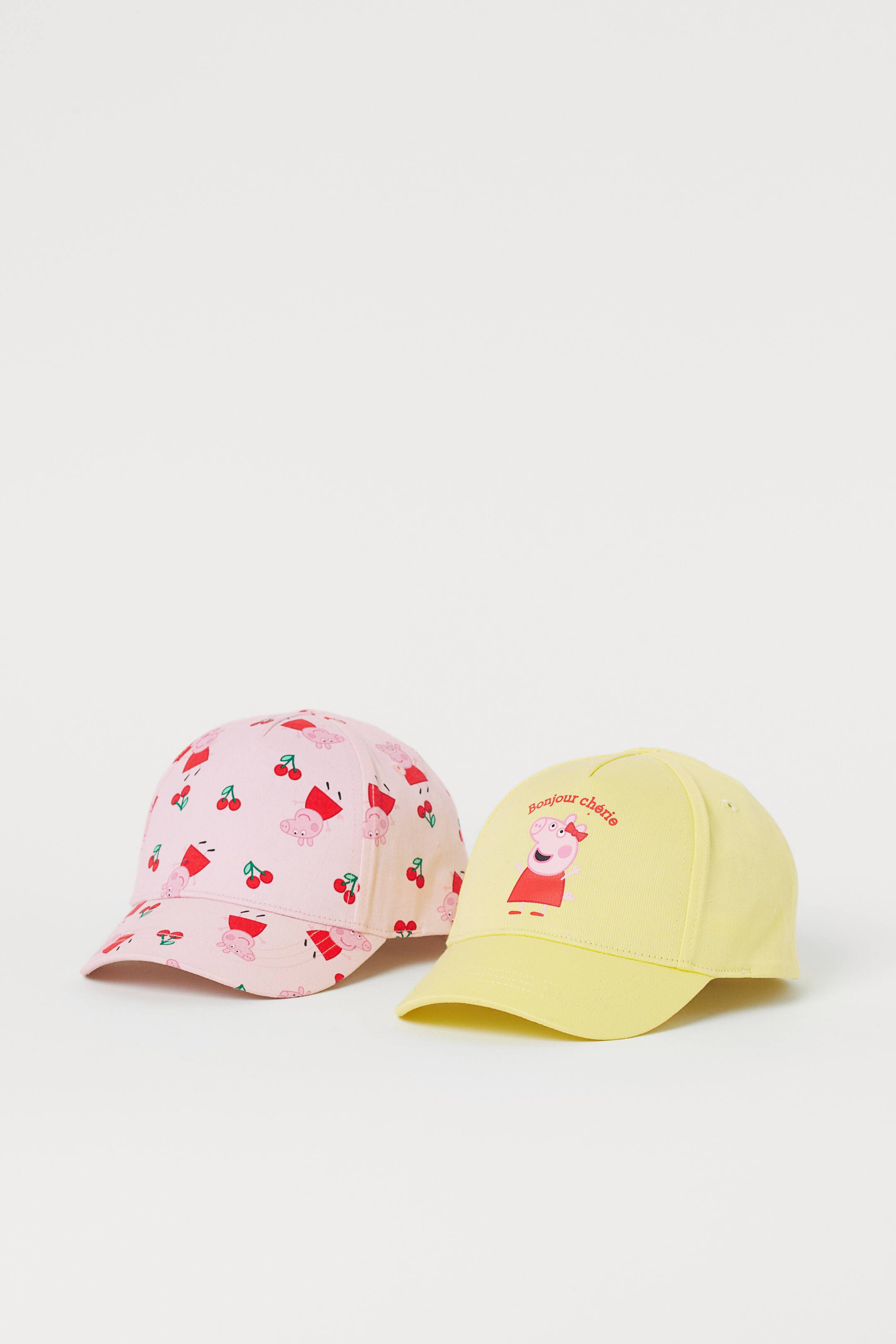 2-pack printed caps - Ljusgul/Greta Gris - BARN | H&M SE