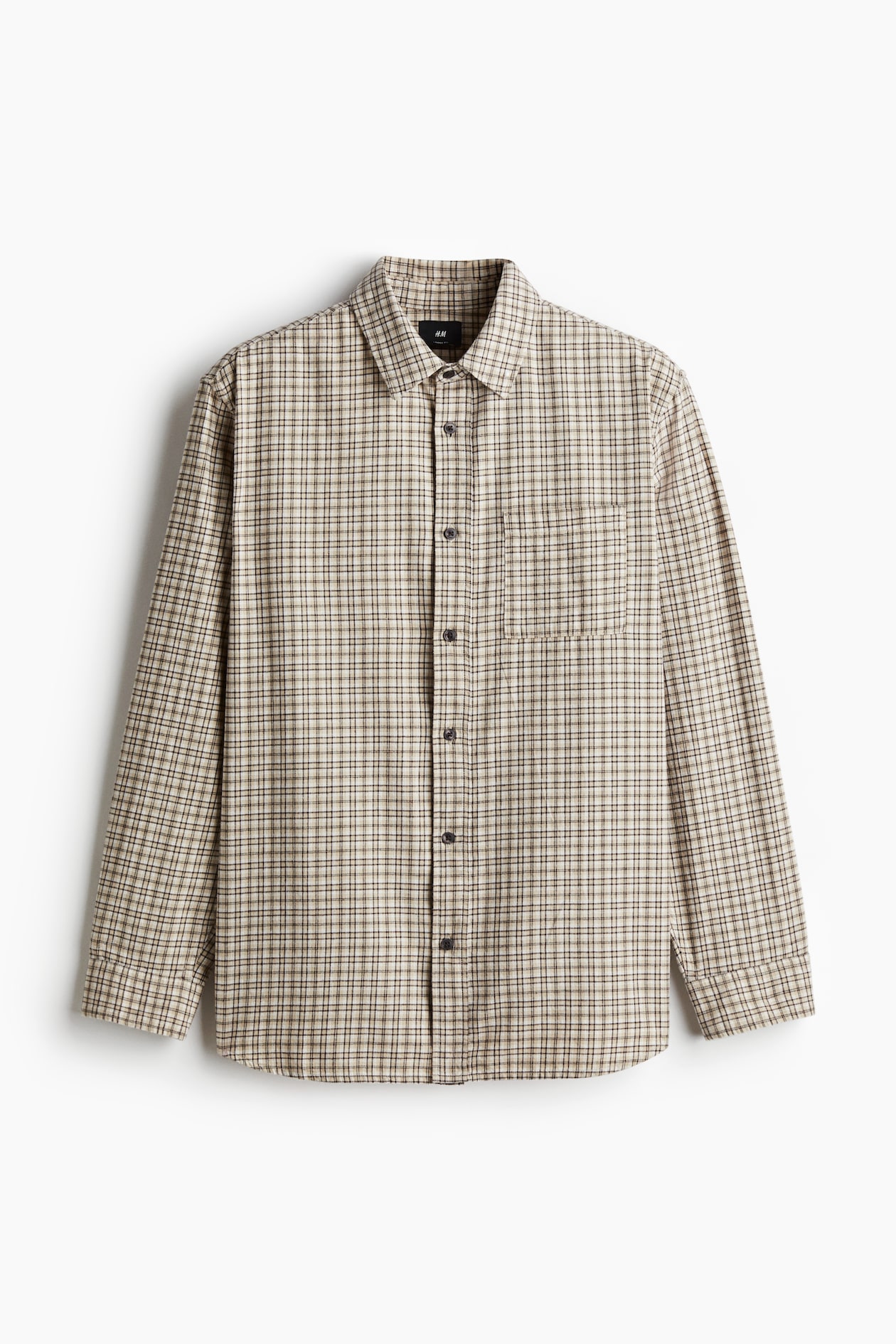 Loose-Fit Flannel Shirt - Beige/checked - Men | H&M US
