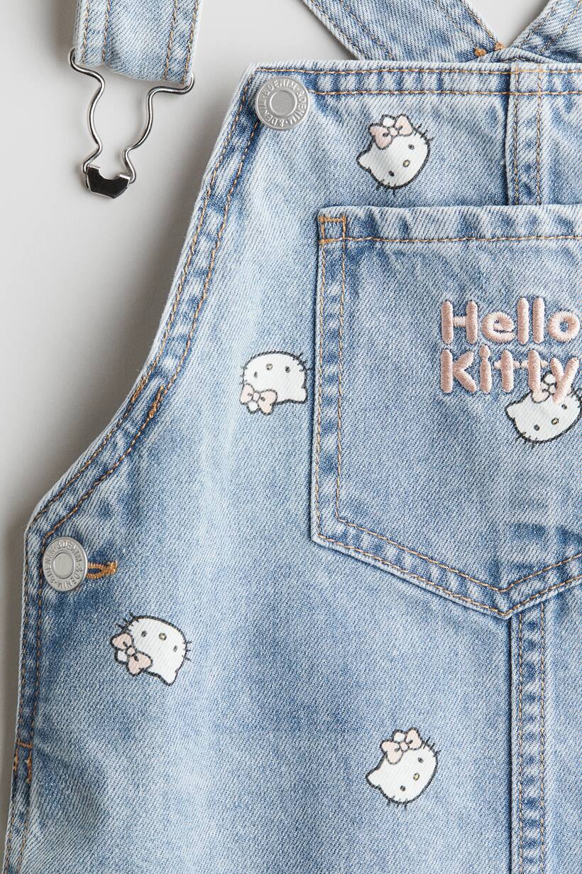 Printed Overall Dress - Light denim blue/Hello Kitty - Kids | H&M US