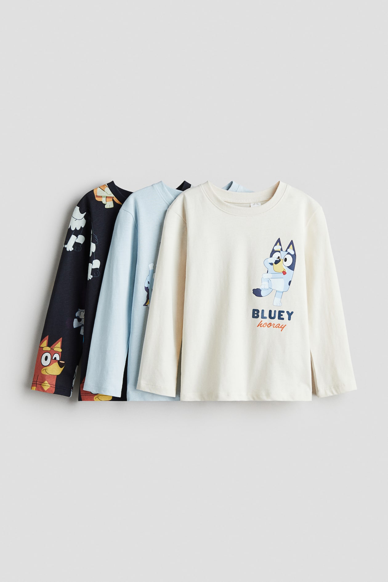 Light blue/Cream/Bluey 3-pack Long Sleeve Tees for kids | H&M AU