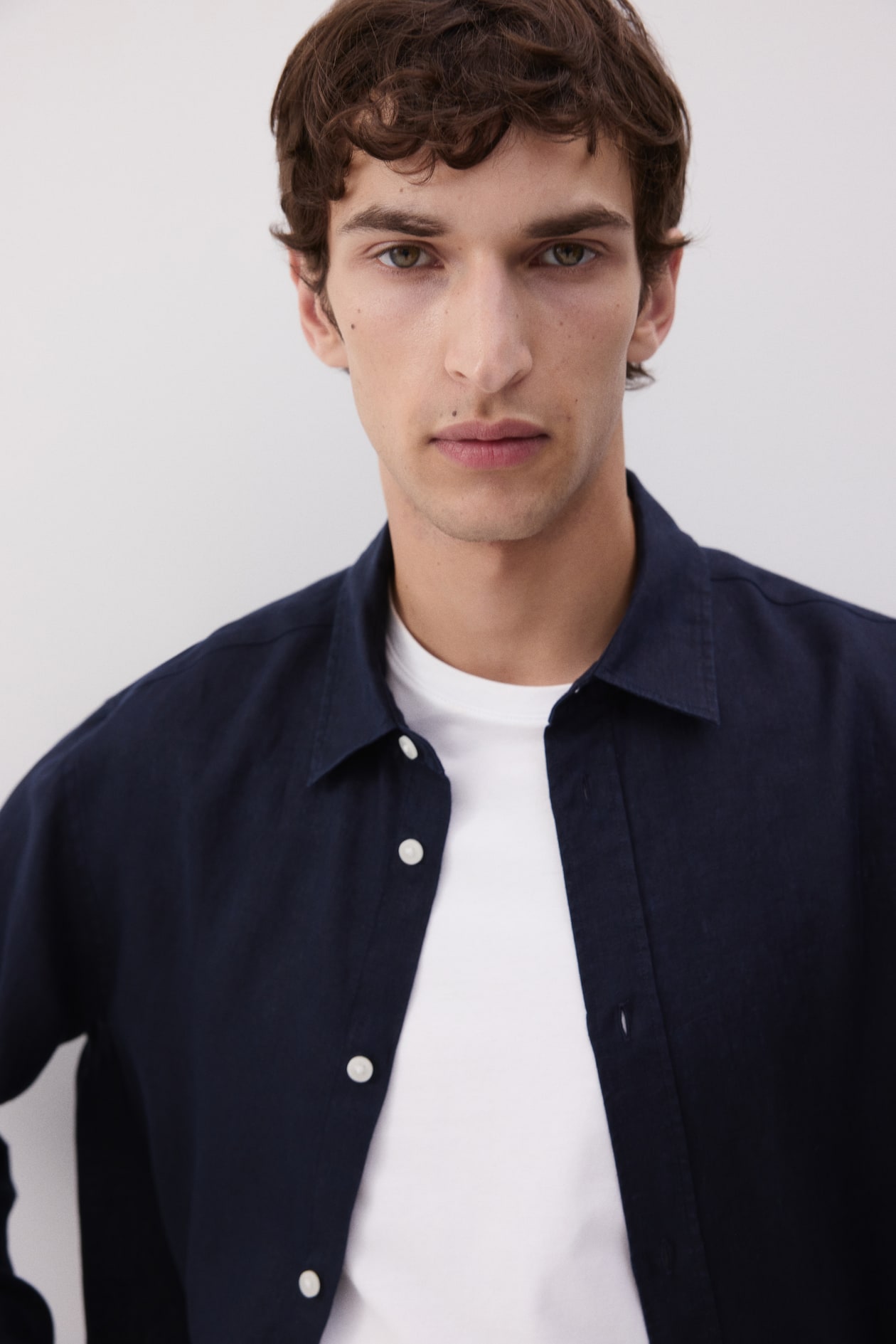 レギュラーフィット リネンシャツ - ネイビーブルー - Men | H&M JP