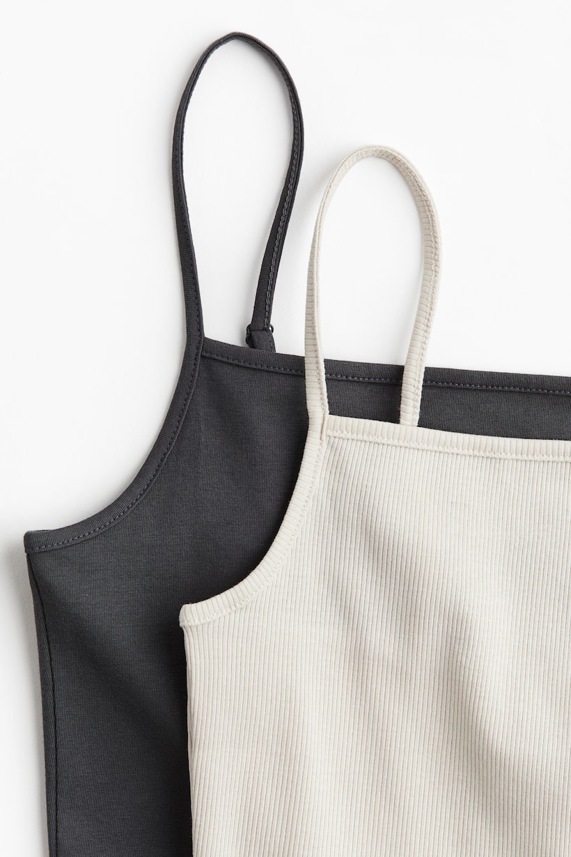 Women's Light beige/dark gray 2-pack Tank Tops | H&M US