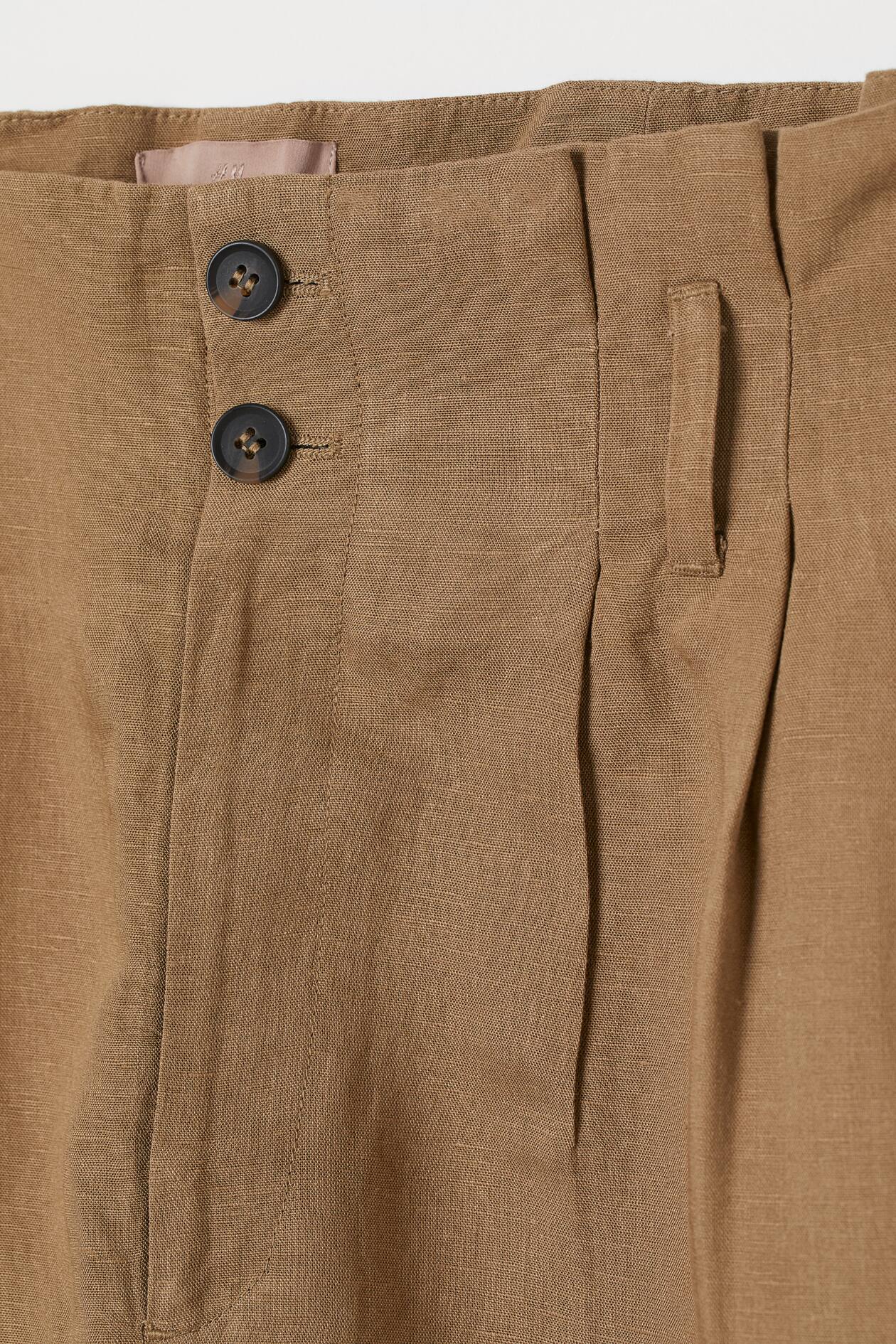 H&M+ Paper-bag Pants - High waist - Ankle-length - Dark beige - Ladies ...