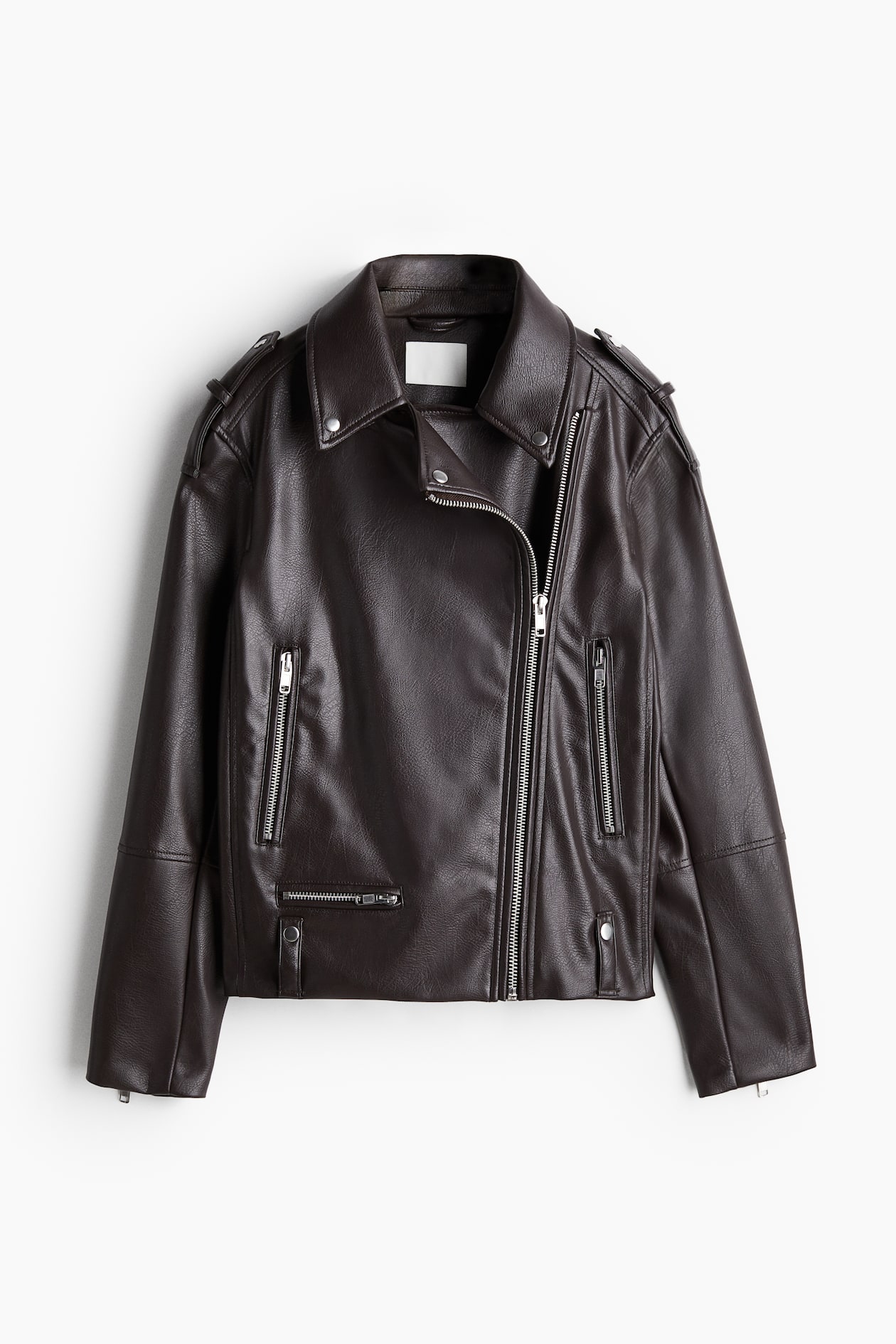 Women's Dark brown Coated Biker Jacket | H&M US