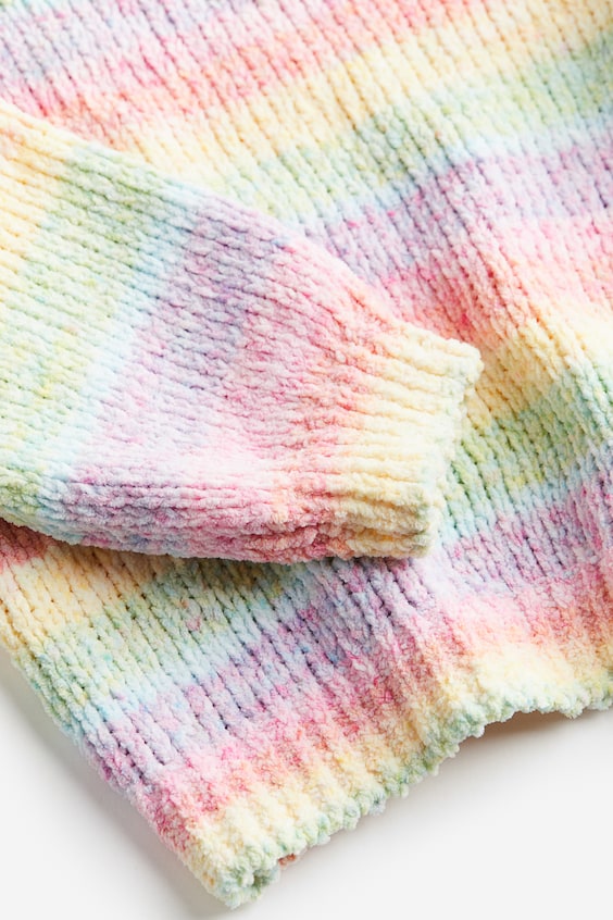 Pink/rainbow-striped Knit Chenille Sweater for kids | H&M CA