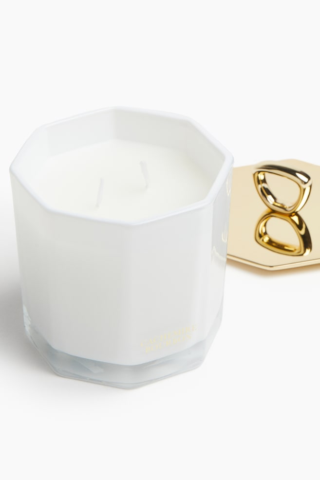 White/Cachemire Bourbon Scented candle in glass holder at H&M Home | H&M GB