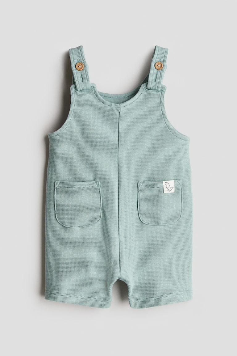 Light turquoise Waffled Overall Shorts for kids | H&M US