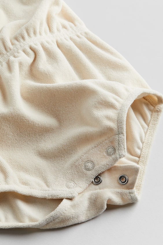 Terry Jumpsuit - Round Neck - Short sleeve - Cream/Tomate - Kids | H&M US