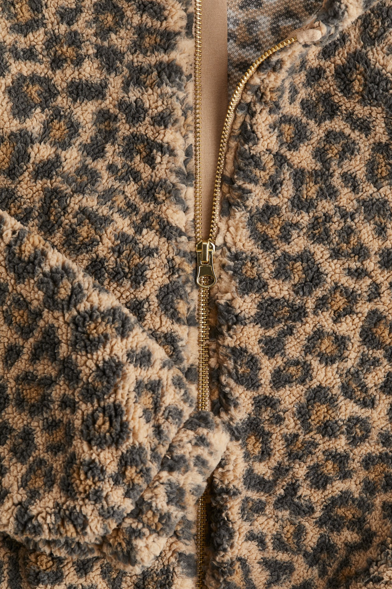 Hooded Teddy Fleece Jacket - Beige/leopard print - Kids | H&M US