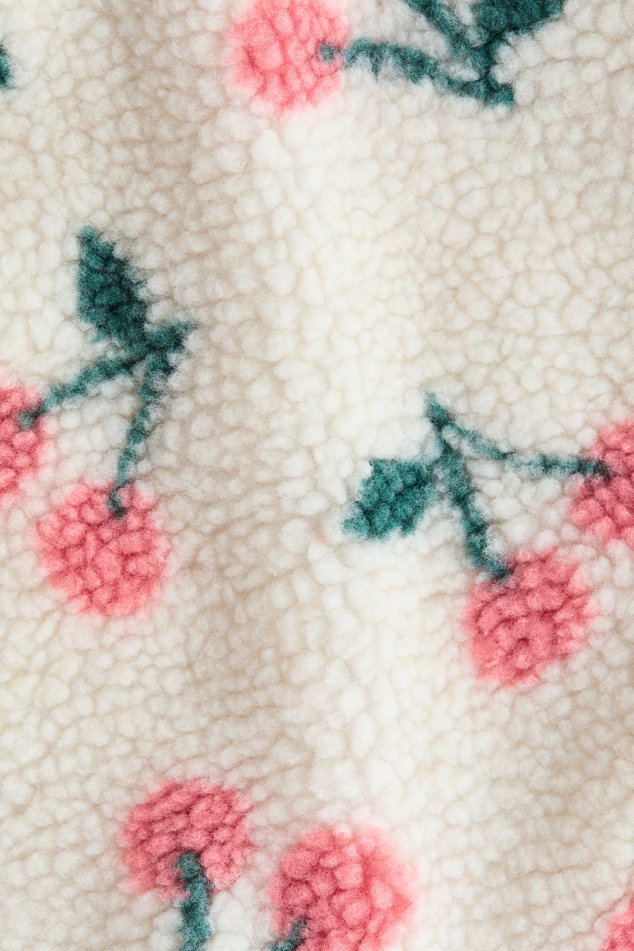 Cream/cherries Printed Teddy Fleece Jacket for kids | H&M CA