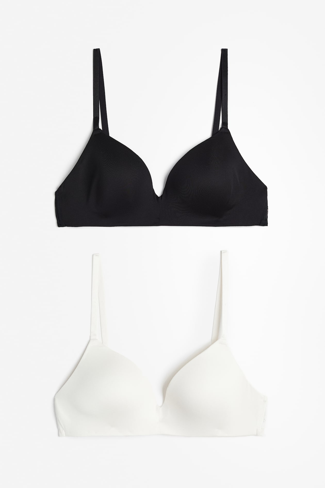 Women's White/black 2-pack Microfiber Soft-cup Bras | H&M US